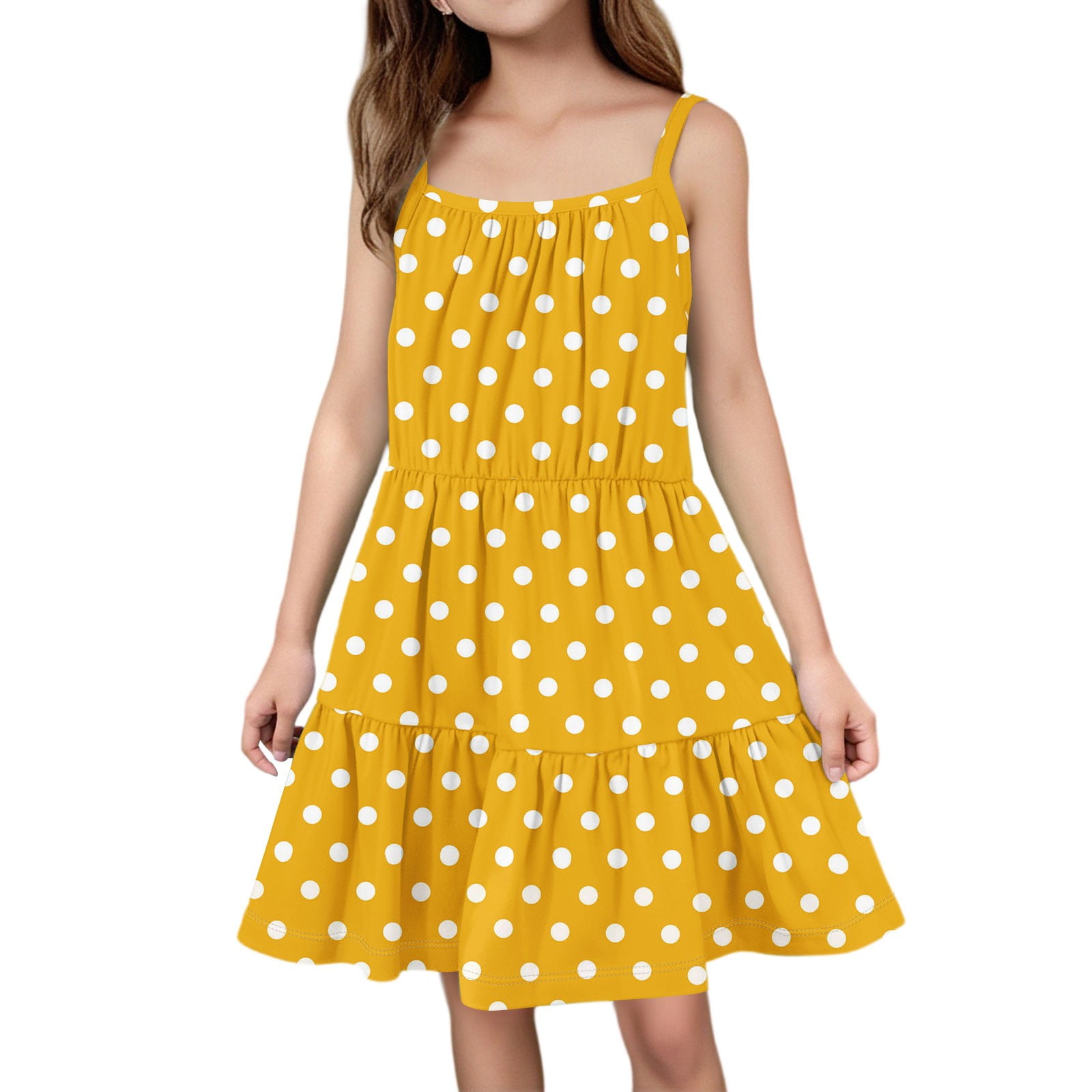 LTTVQM Girls Cute Dresses 11-12 Summer Casual Polka Dots Sleeveless ...