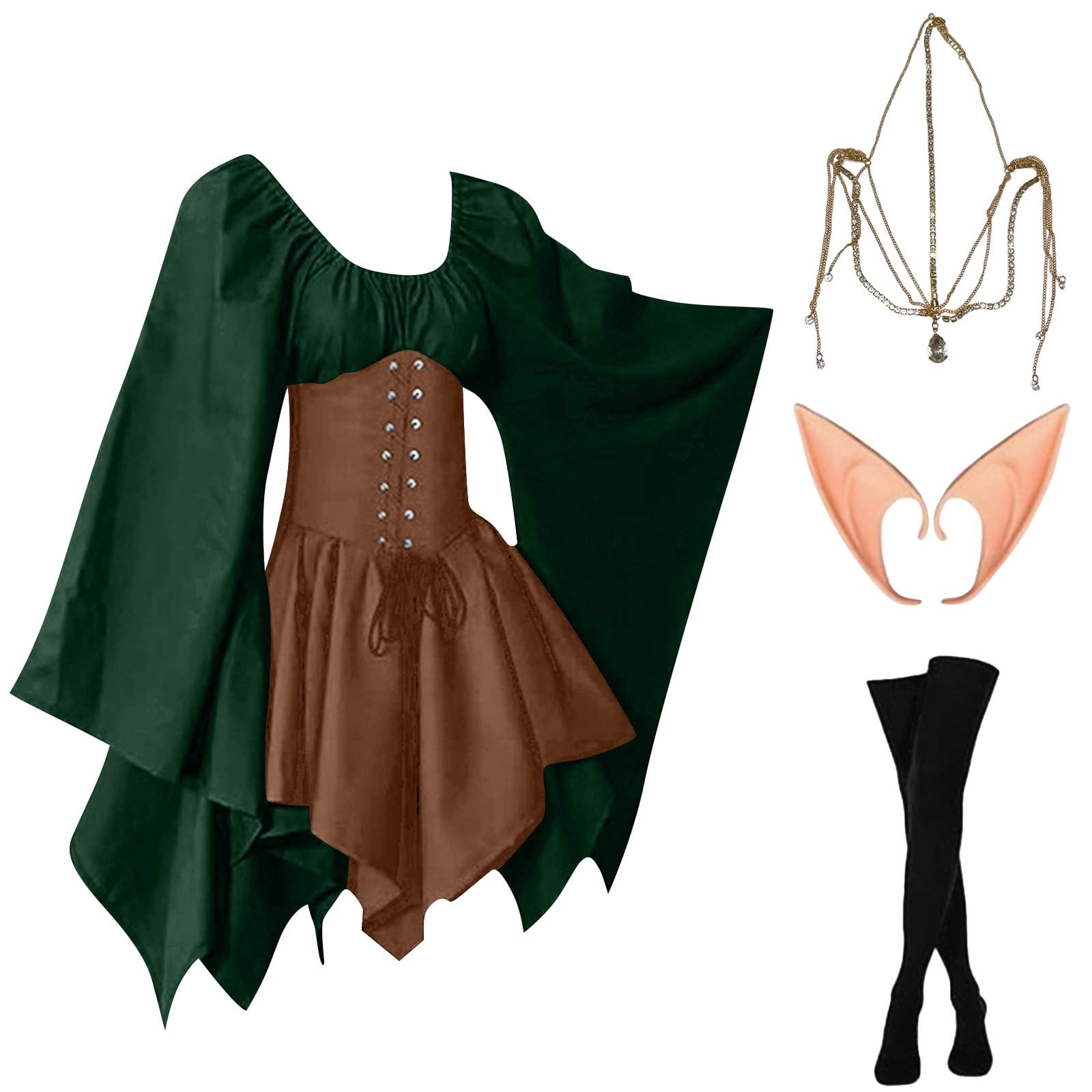 LTTVQM Medieval Dress With Trumpet Sleeves Ladies, Traditional Irish ...