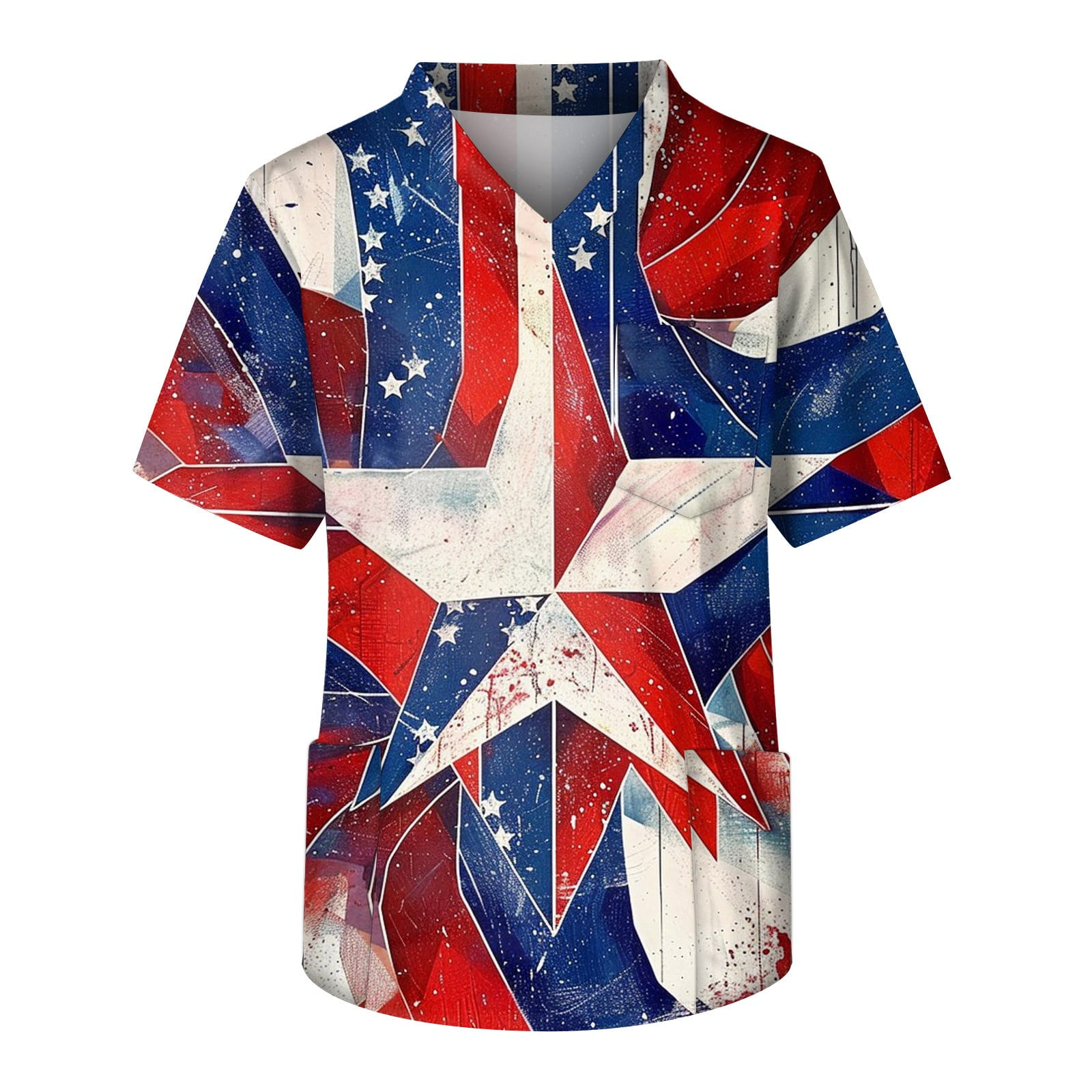 LTTVQM Men Medical Uniforms & Scrubs 2024 4th of July Scrub Tops Plus ...