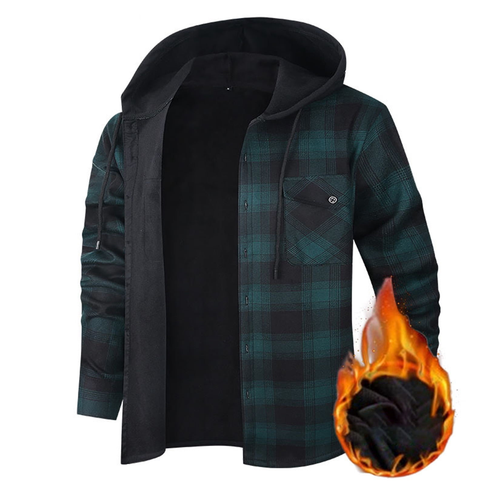 LTTVQM Men's Flannel Fleece Jacket Sherpa Lined Fall Winter Plaid ...