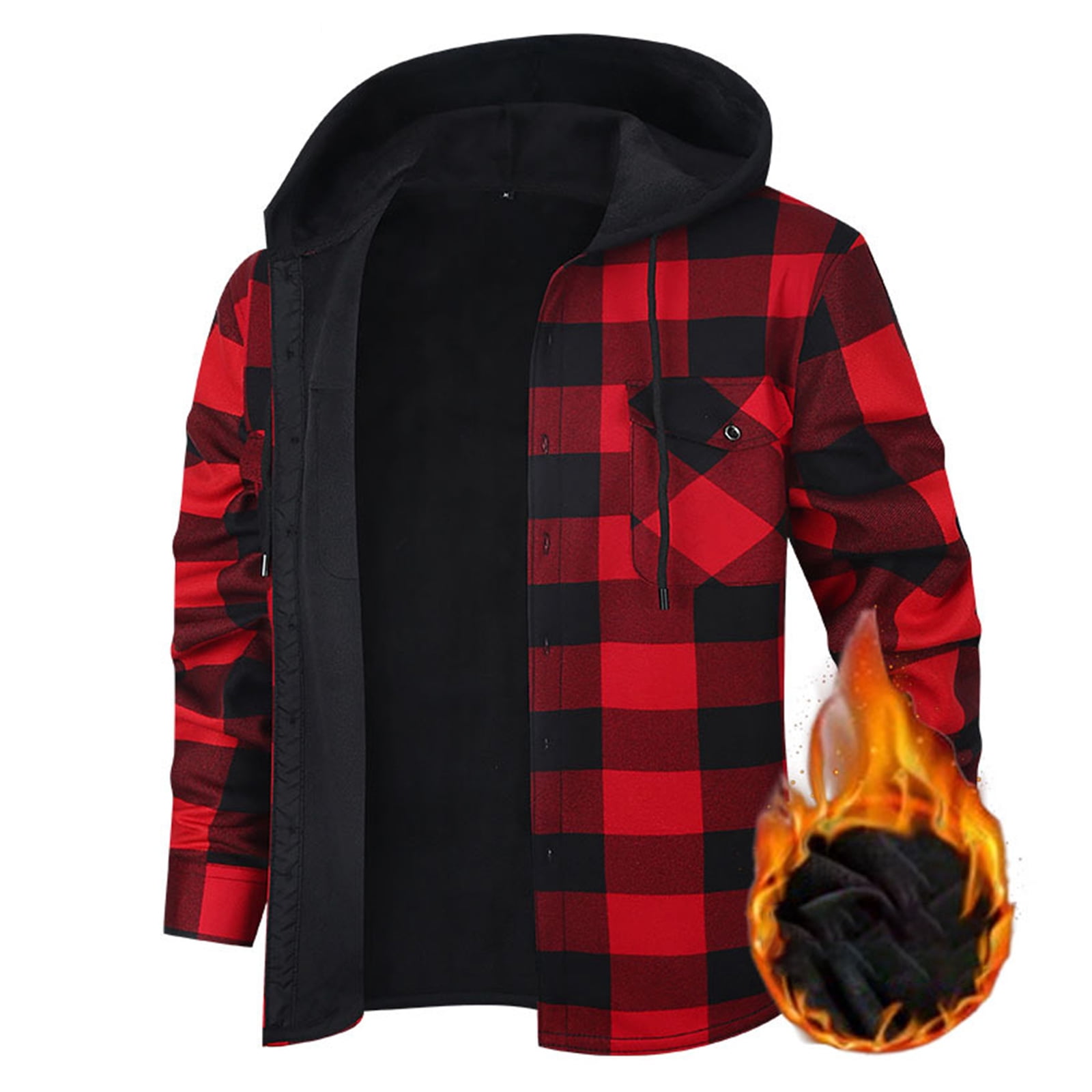 LTTVQM Men's Flannel Fleece Jacket Sherpa Lined Fall Winter Plaid ...