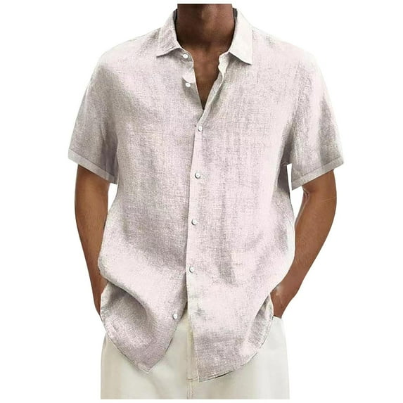 LTTVQM Men's Linen Shirts Short Sleeve 2026 Summer Spring Button Down T ...