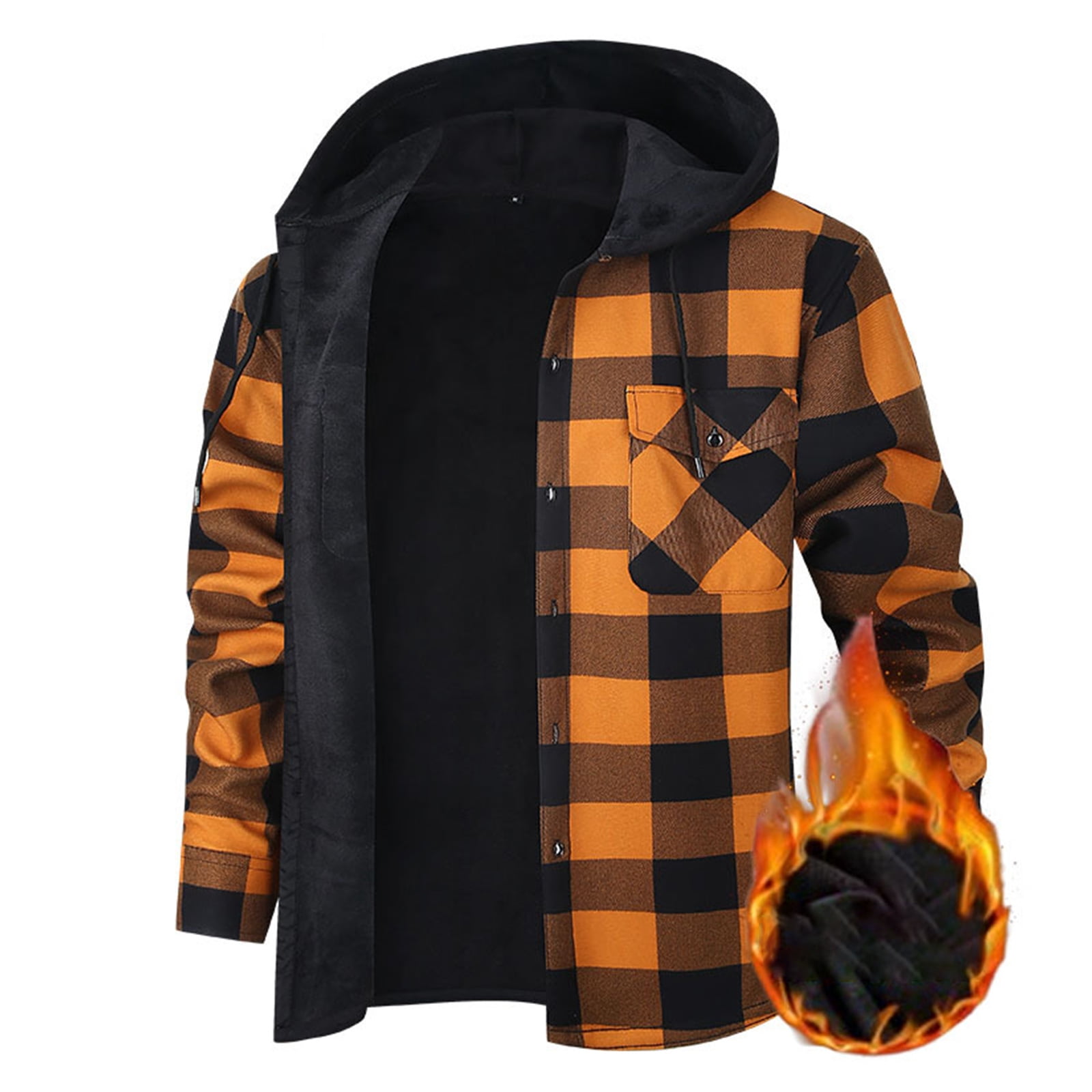 LTTVQM Men's Plaid Shirts Jacket Fleece Flannel Shacket Long Sleeve ...