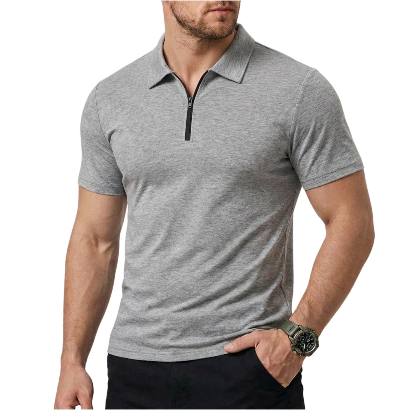 LTTVQM Men's Quarter Zip Up Pullover Collar Shirts Long Sleeve Golf ...