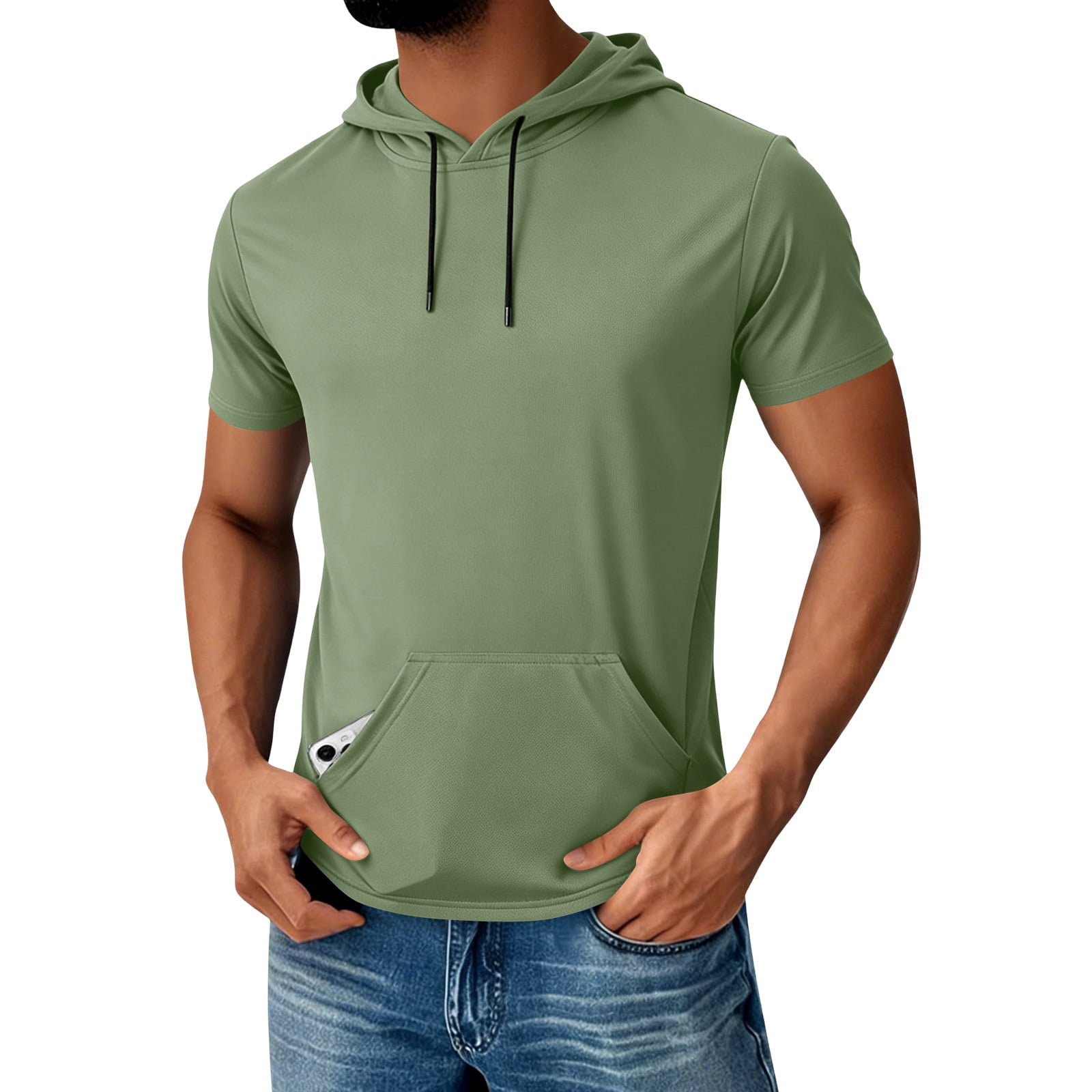 LTTVQM Men's Short Sleeve Hoodie Athletic Workout Gym 2026 Summer ...