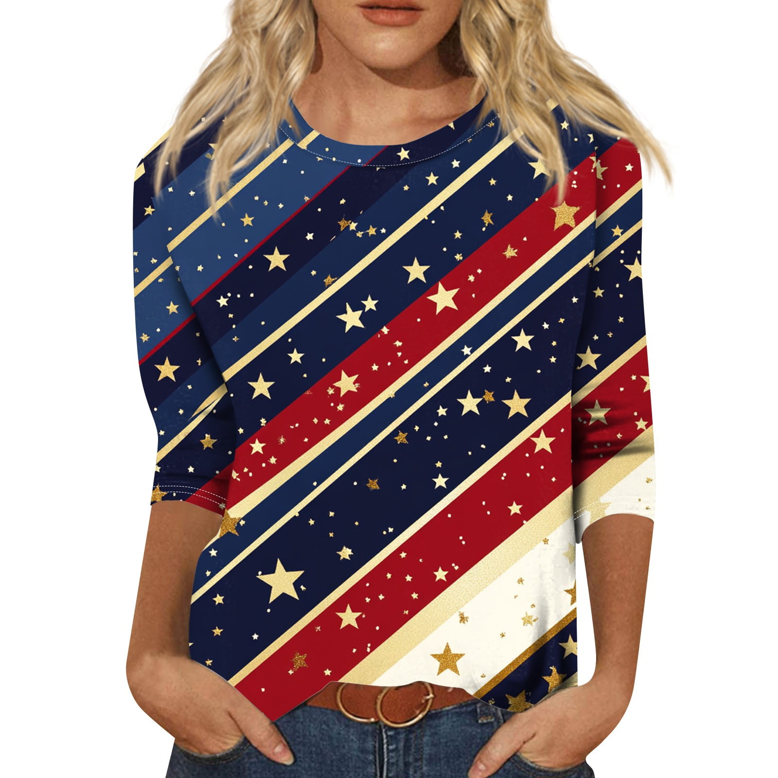 LTTVQM Patriotic Shirts Women Plus Size 4th Of July American Flag Red ...