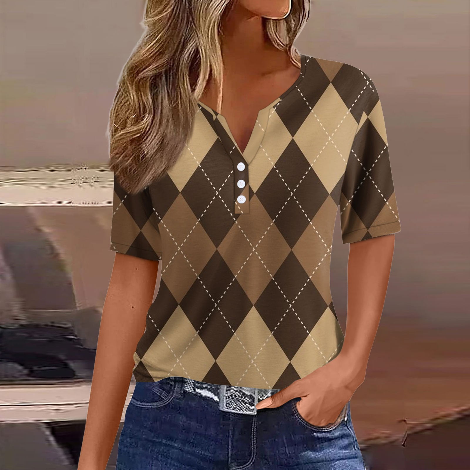 Lttvqm Short Sleeve Going Out Tops For Women Tops Button Down Henley Casual Shirts Short Sleeve
