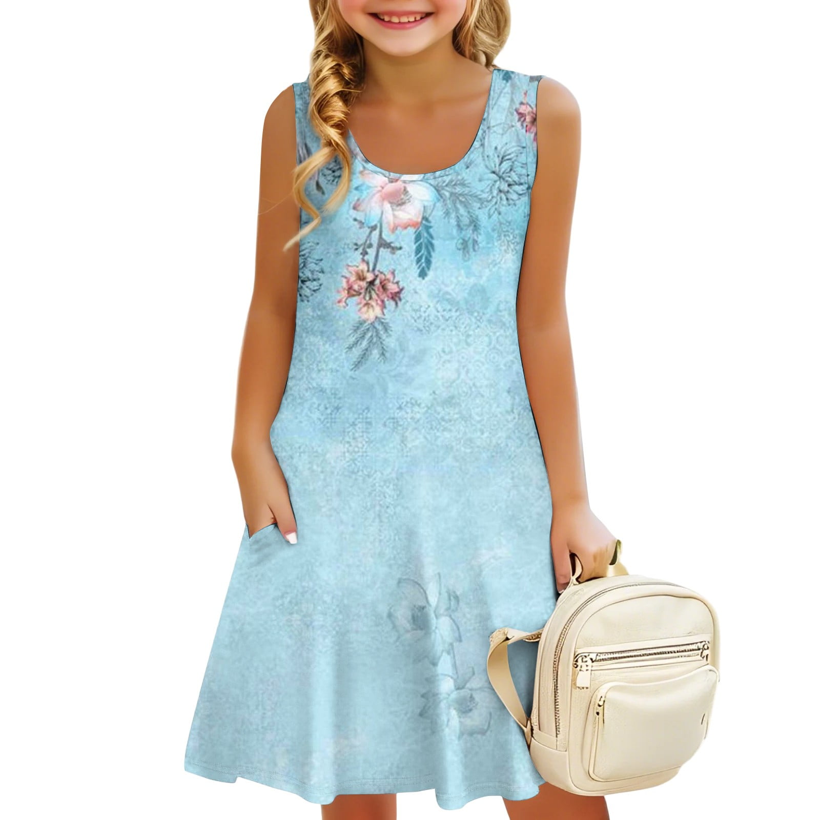 LTTVQM Spring Dresses for Girls Size 7-8 Sleeveless Floral Graphic ...