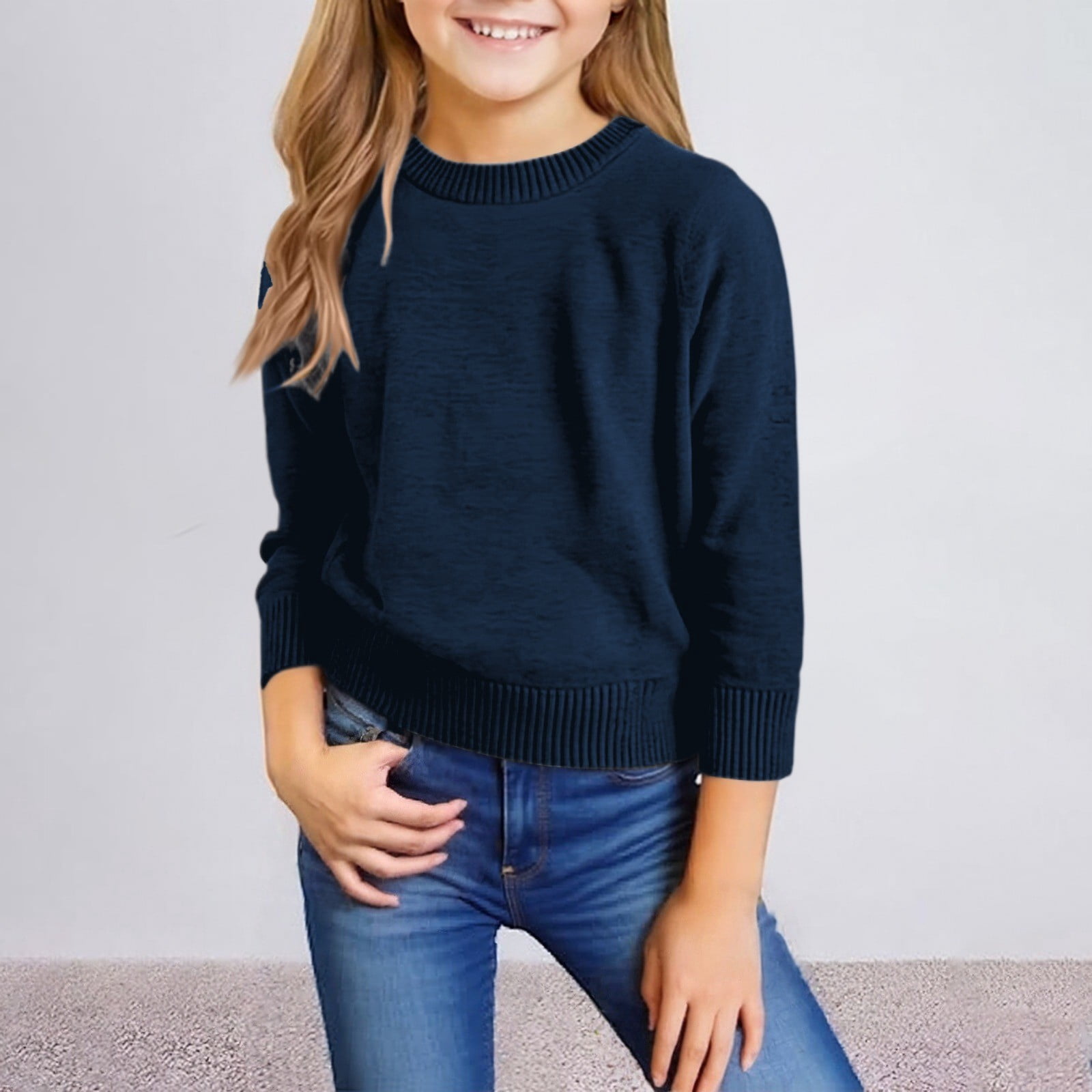LTTVQM Sweaters for Girls Cable Knit 6-7 Long Sleeve Fall Winter Cute ...