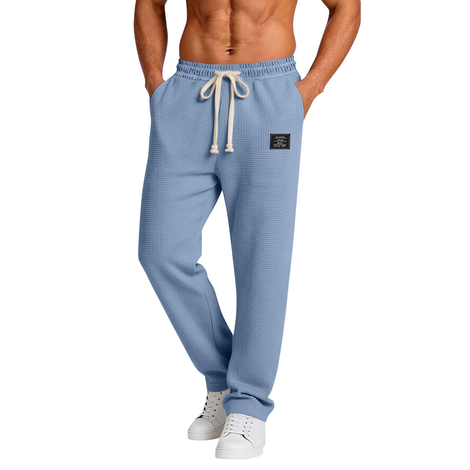 LTTVQM Sweatpants for Men Textured Waffle Pants 2026 Spring Fall Loose ...