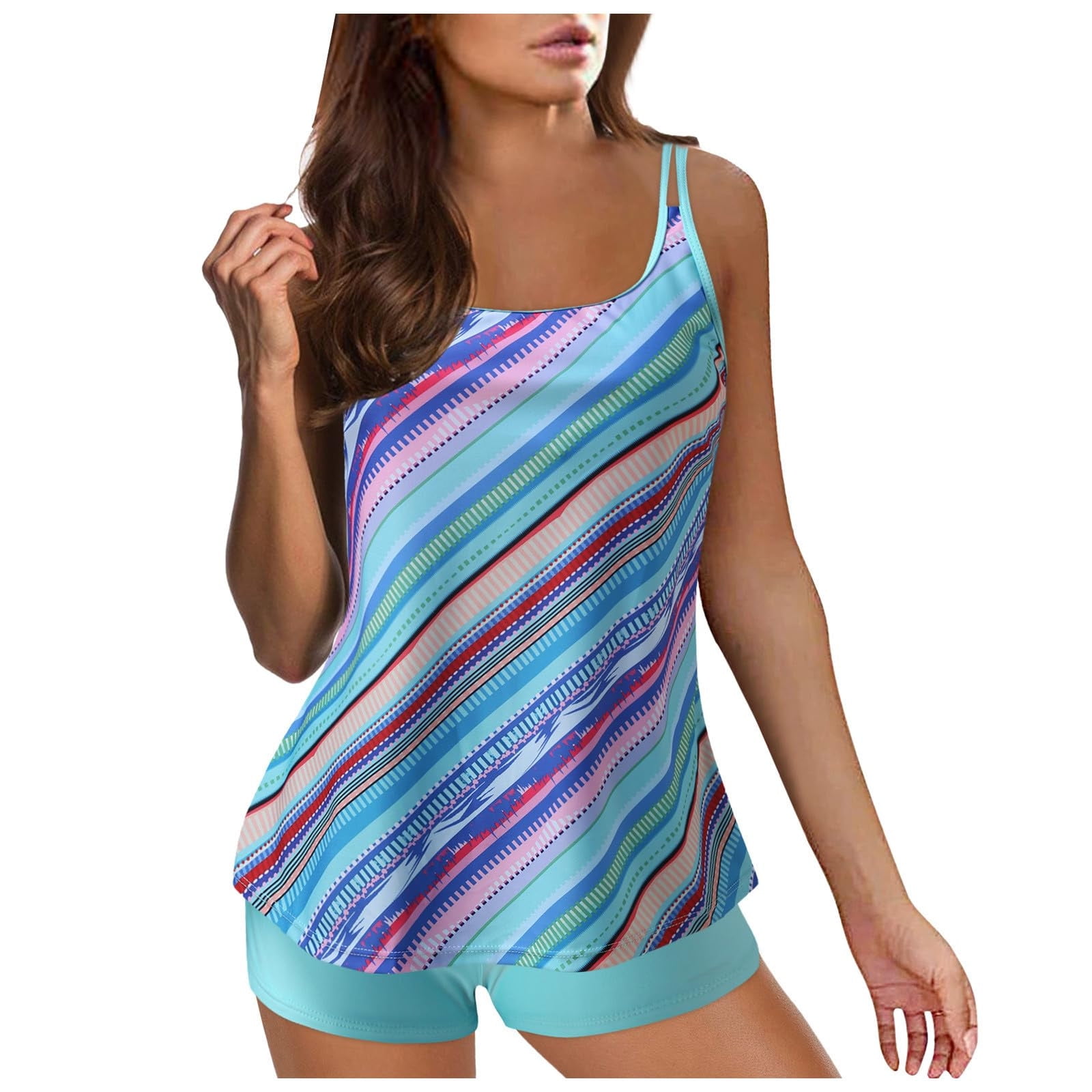 LTTVQM Tankini Bathing Suits for Women Tummy Control Plus Size Ruched ...