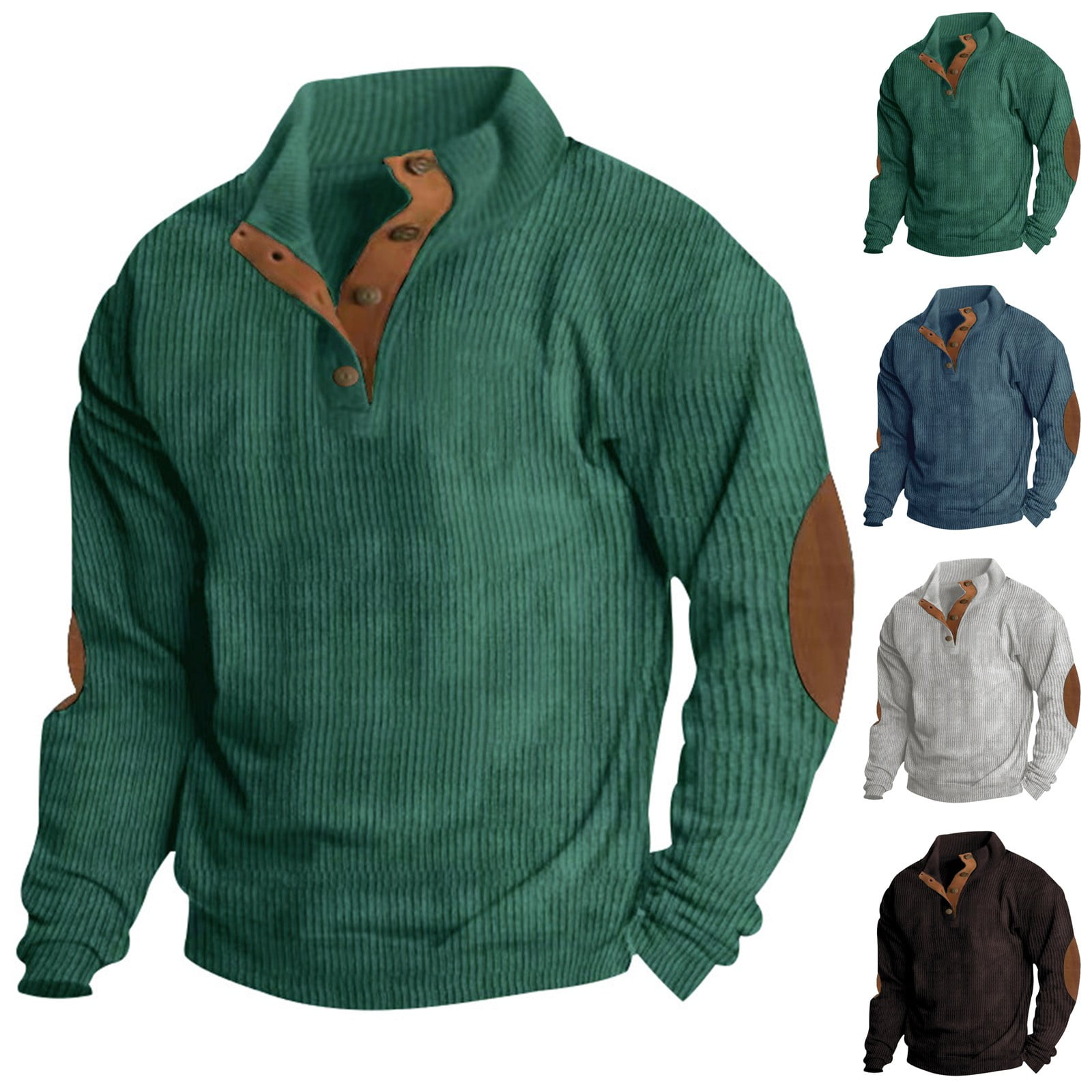 LTTVQM Winter Sweatshirts for Men Corduroy Henley Shirt Lapel Collar ...