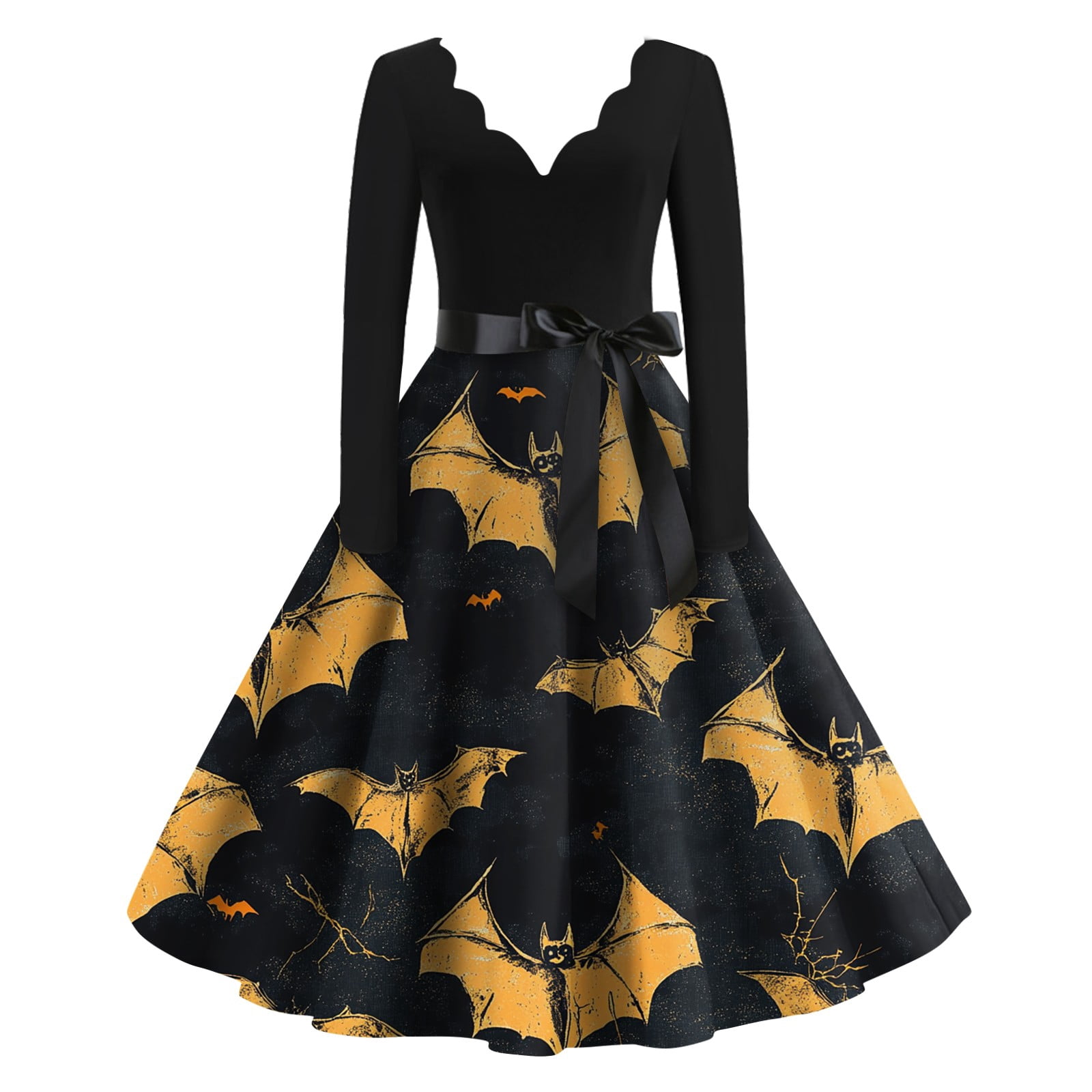LTTVQM Women's Halloween Dresses Spooky Pumpkin Bat Ghost Witch Print ...