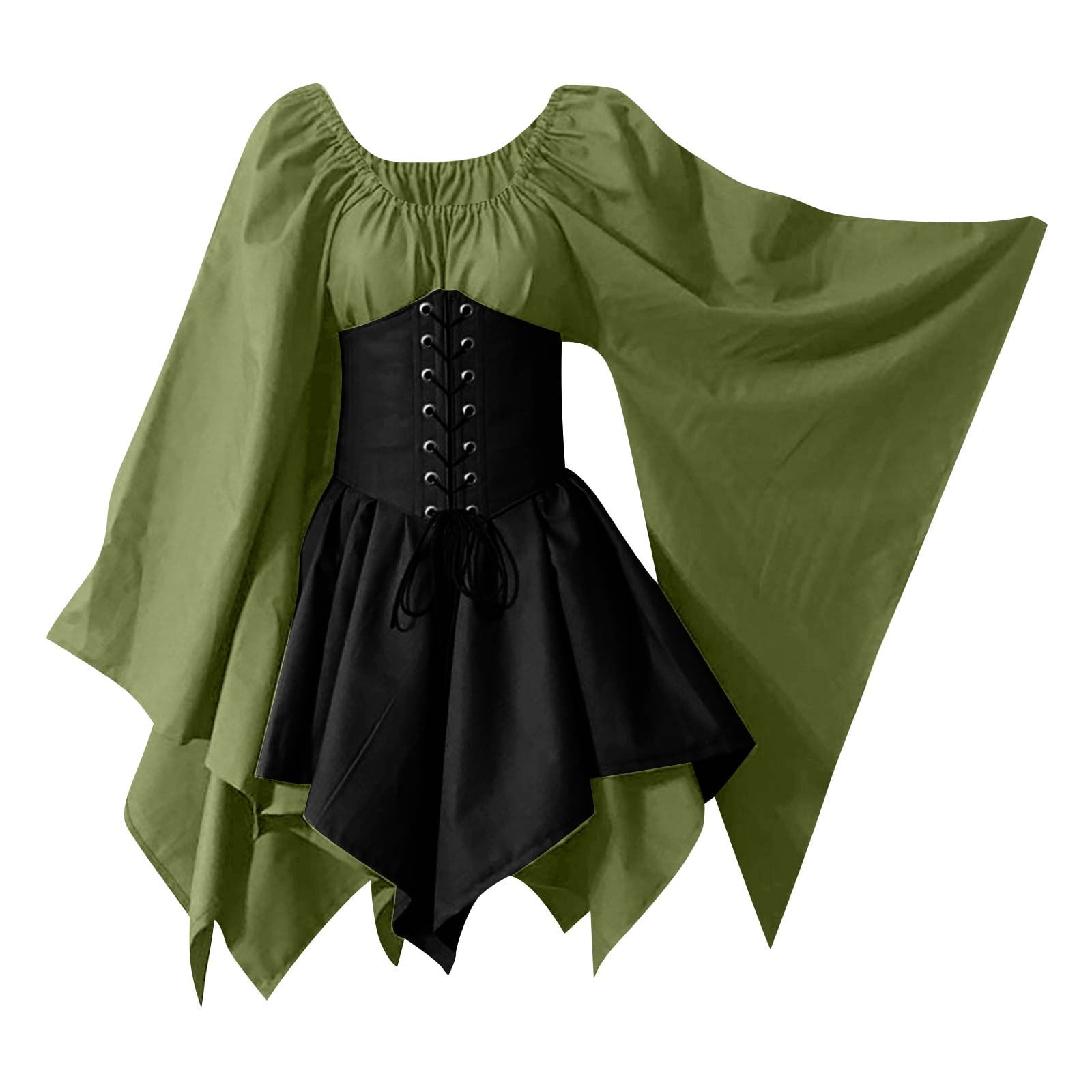 LTTVQM Women's Long Sleeve 2025 Gothic Dress with Corset Lace Up Swing Cocktail Dress Formal ...