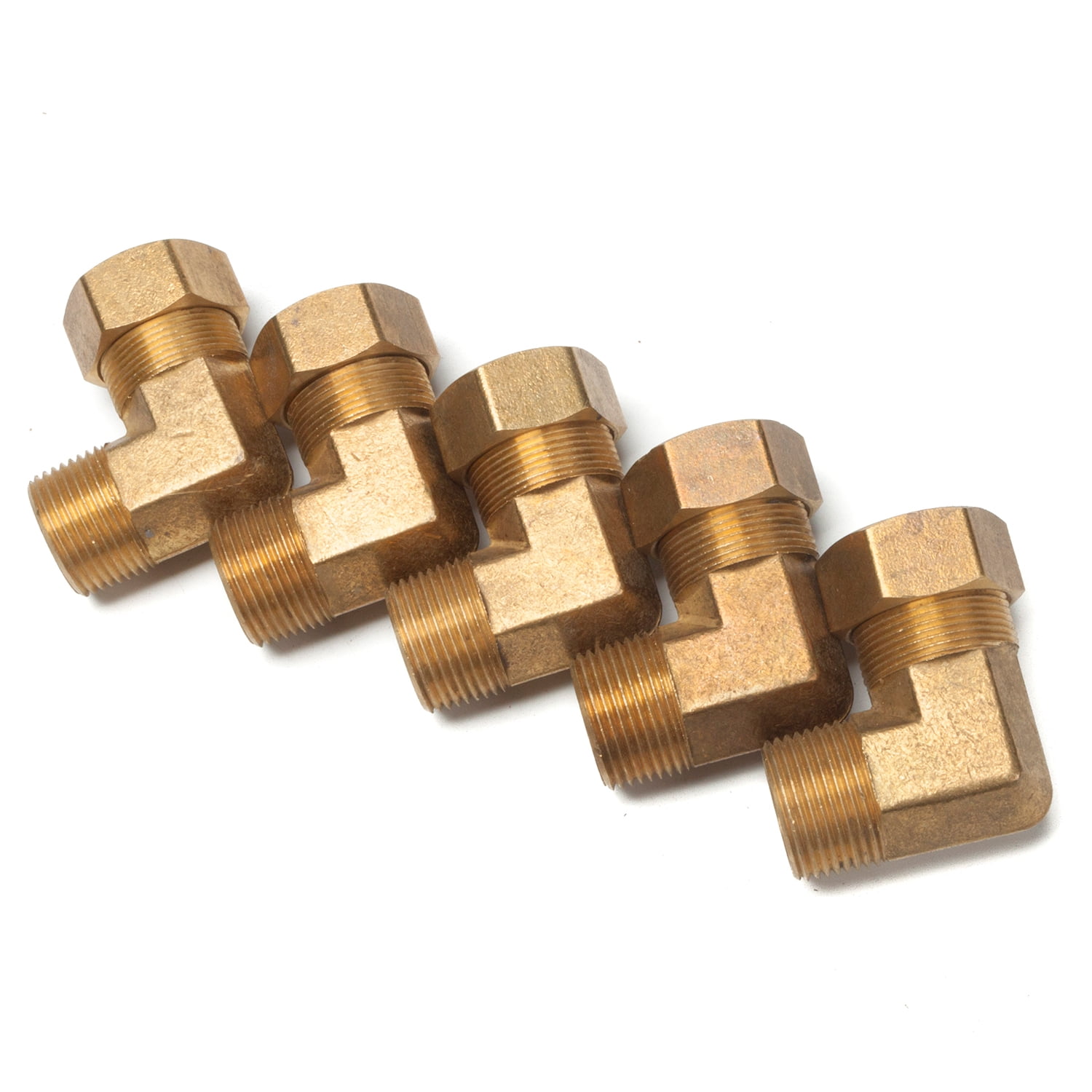 LTWFITTING 1/2" OD x 1/4" Male NPT 90 Degree Compression Elbow,Brass Compression Fitting(Pack of ...