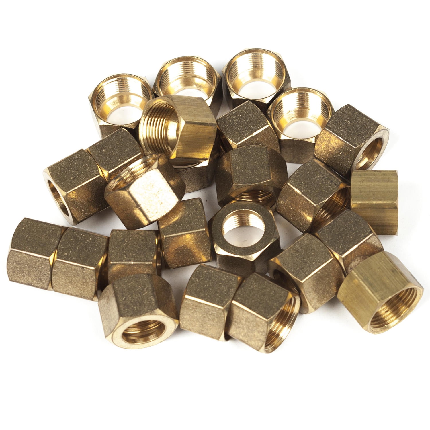 LTWFITTING 7/16" Brass Compression Nut,Brass Compression Fitting(Pack of 25) - Walmart.com
