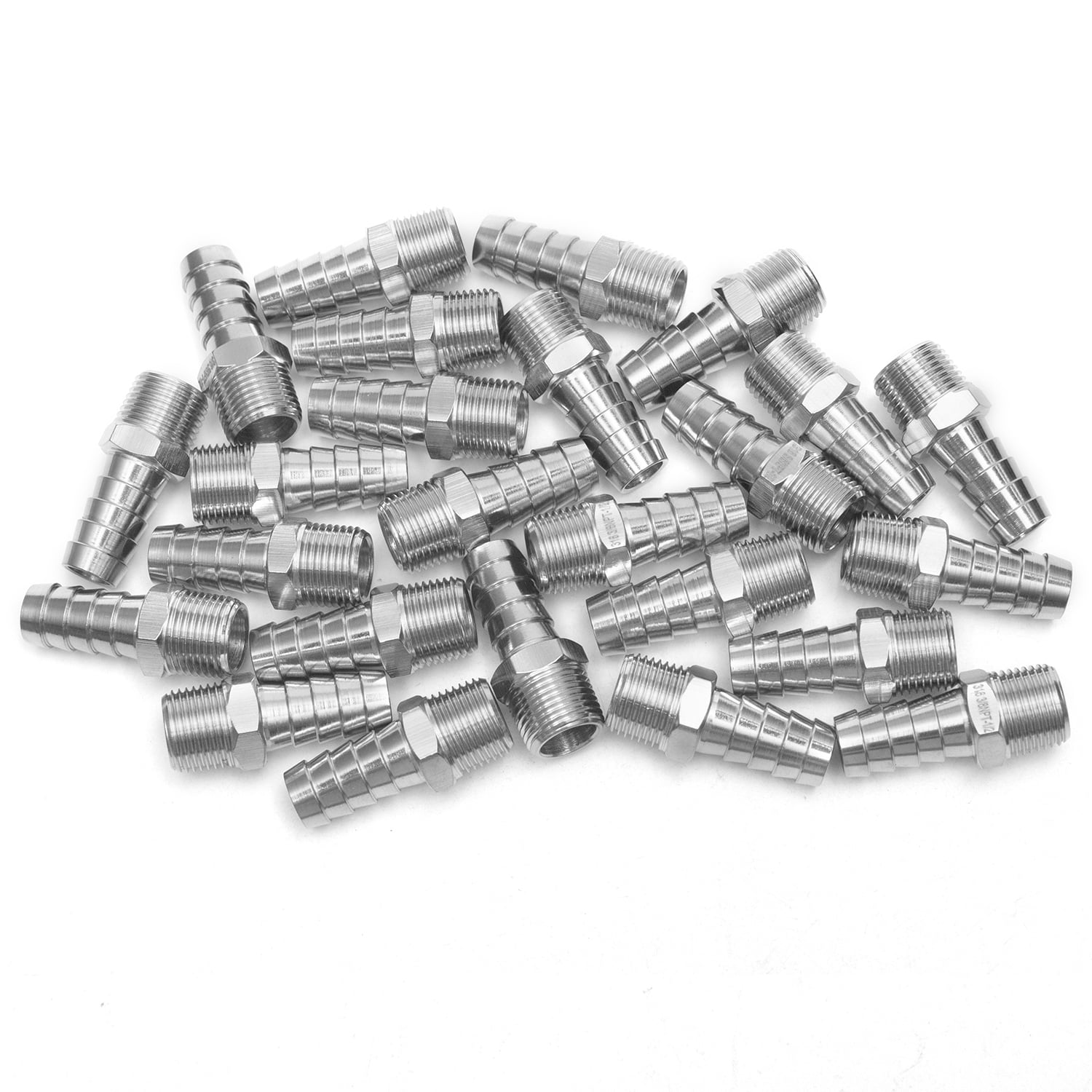 LTWFITTING Bar Production Stainless Steel 316 Barb Fitting Coupler/Connector 1/2" Hose ID x 3/8 ...