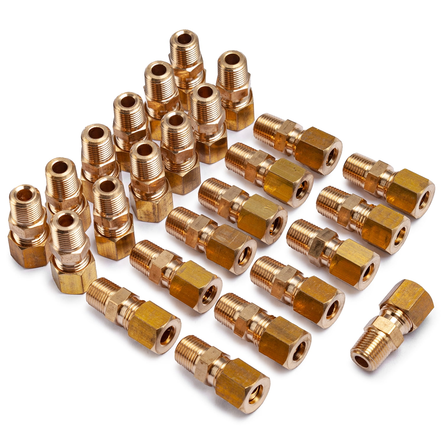 LTWFITTING Brass 1/4" OD x 1/8" Male NPT Compression Connector Fitting ...