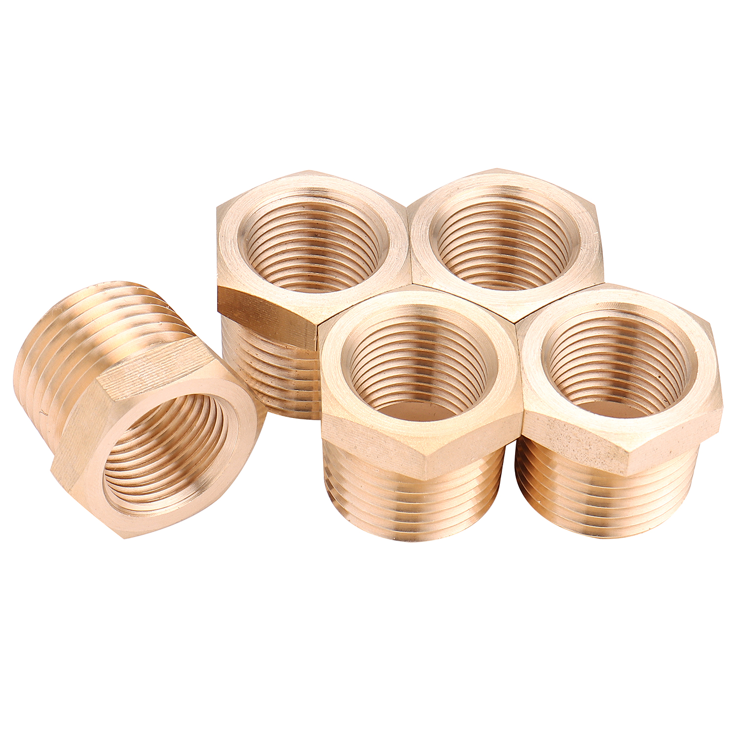 LTWFITTING Brass Pipe Hex Bushing Reducer Fittings 1/2 Inch Male x 3/8 ...