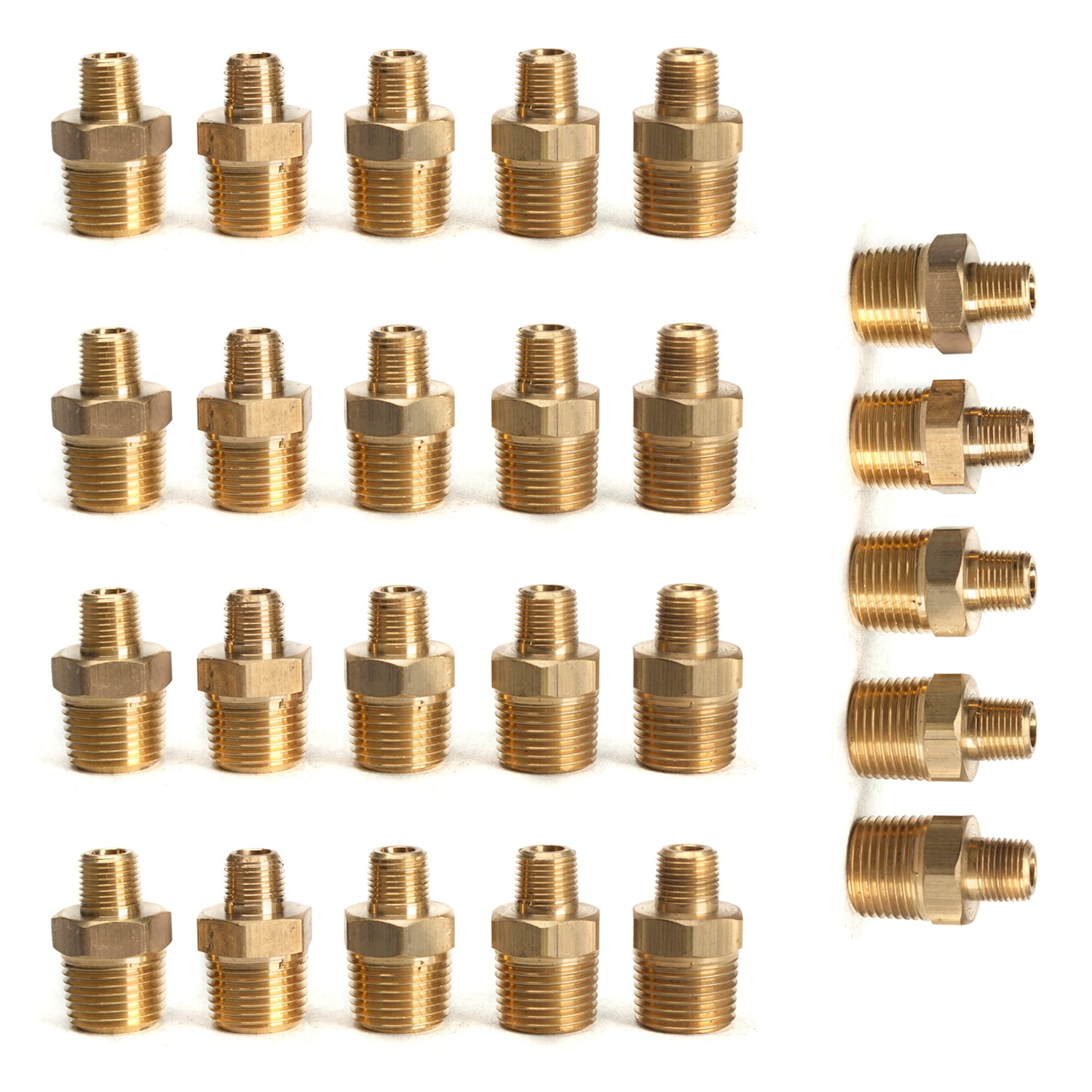 LTWFITTING Brass Pipe Hex Reducing Nipples Fitting 3/8-Inch x 1/8-Inch Male NPT(Pack of 25 ...