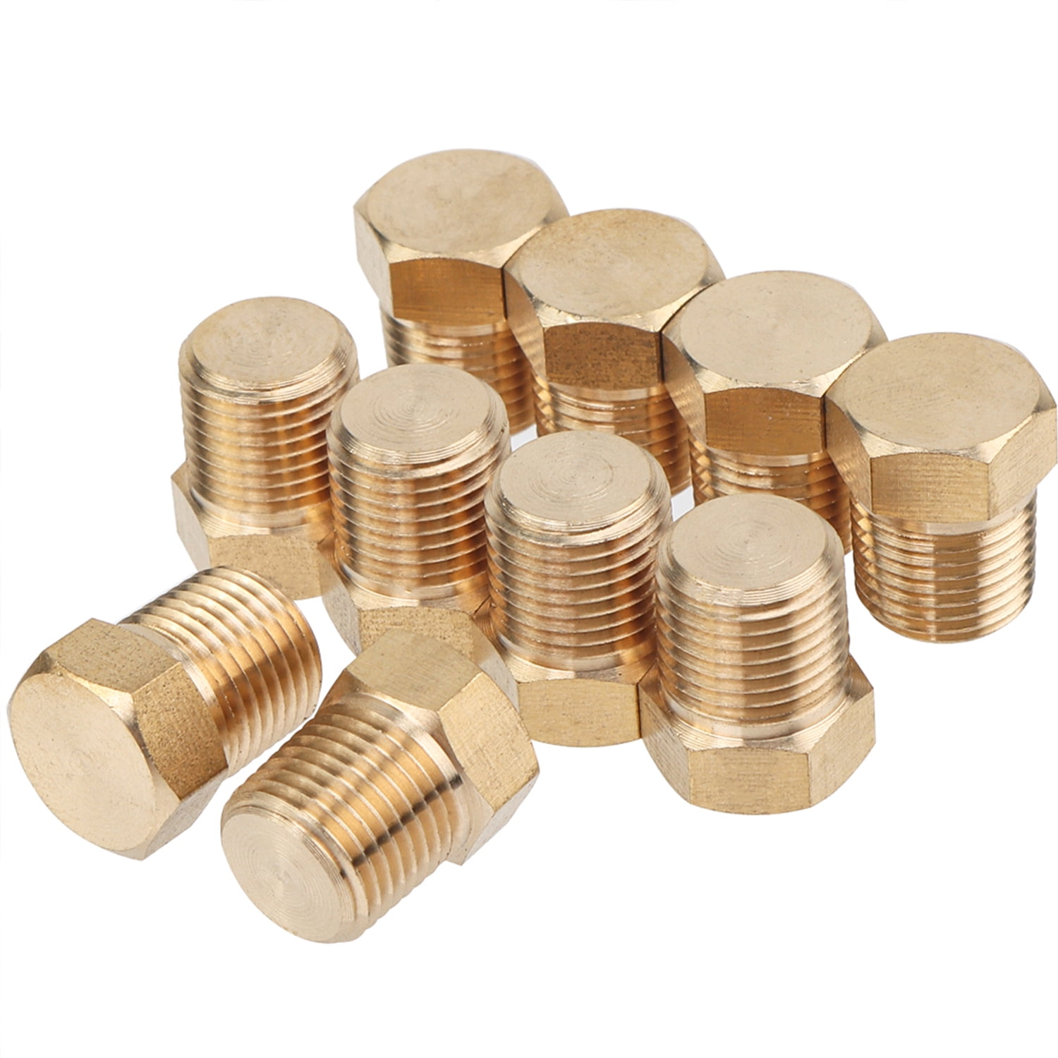 LTWFITTING Brass Pipe Solid Hex Head Plug Fittings 1/8-Inch Male NPT Air Fuel Water Boat(Pack of ...