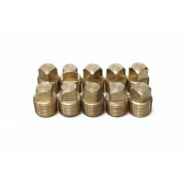 LTWFITTING Brass Pipe Square Solid Head Plug Fittings 3/8 Inch Male NPT(Pack of 10) - Walmart.com
