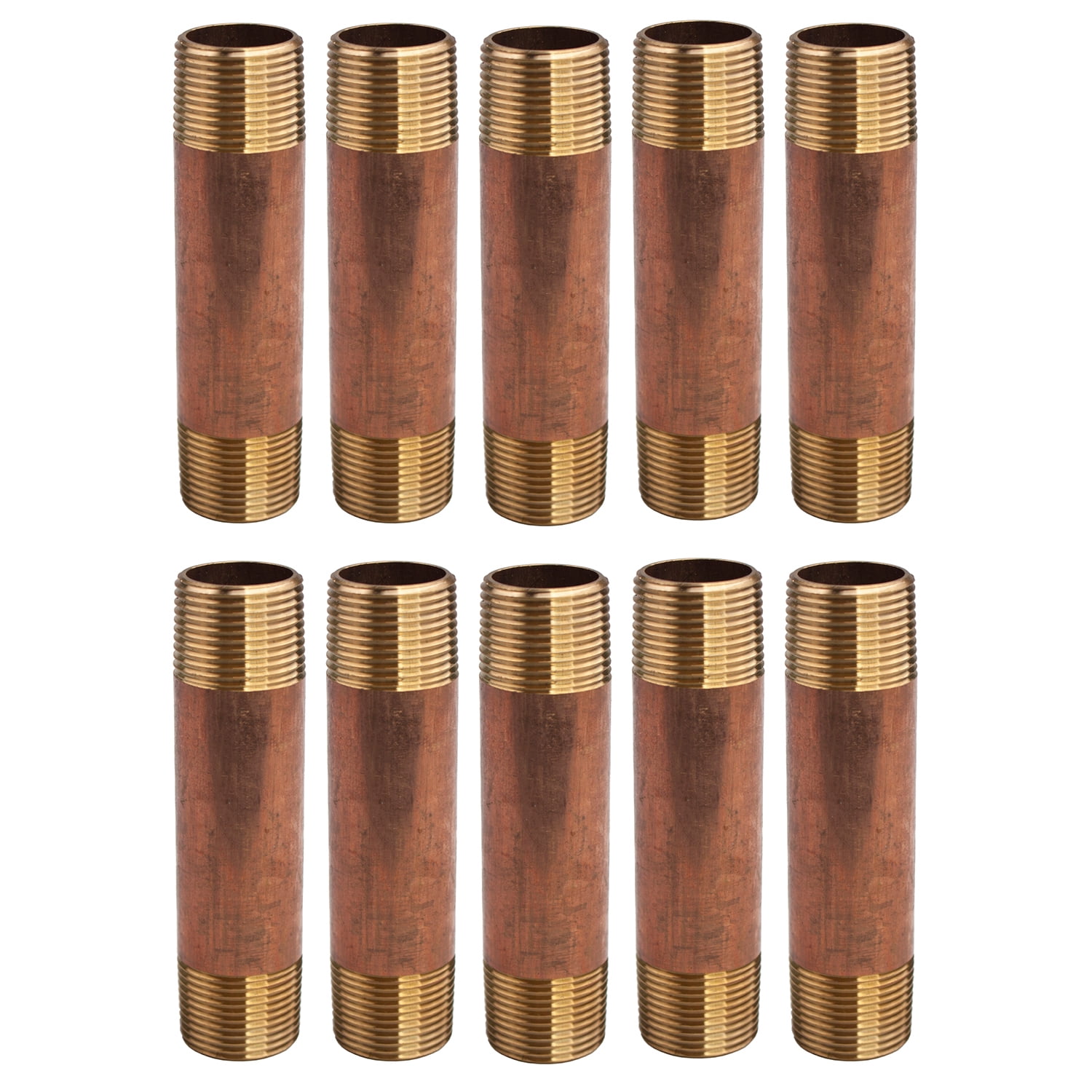 LTWFITTING Red Brass Pipe Fitting, Nipple, 3/4" NPT Male X 4" Length ...