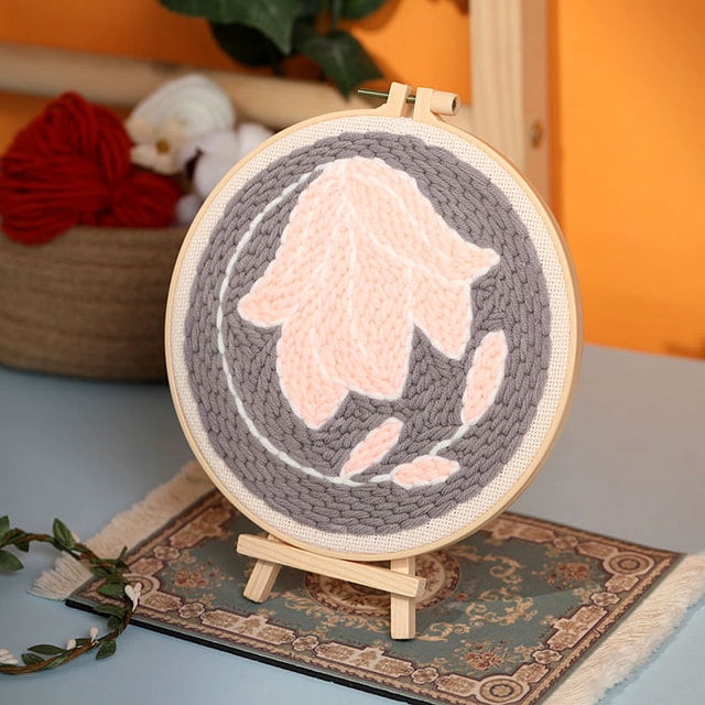 LU DIY Punch Needle Embroidery Kit with Yarn Floral Pattern Starter Kit ...