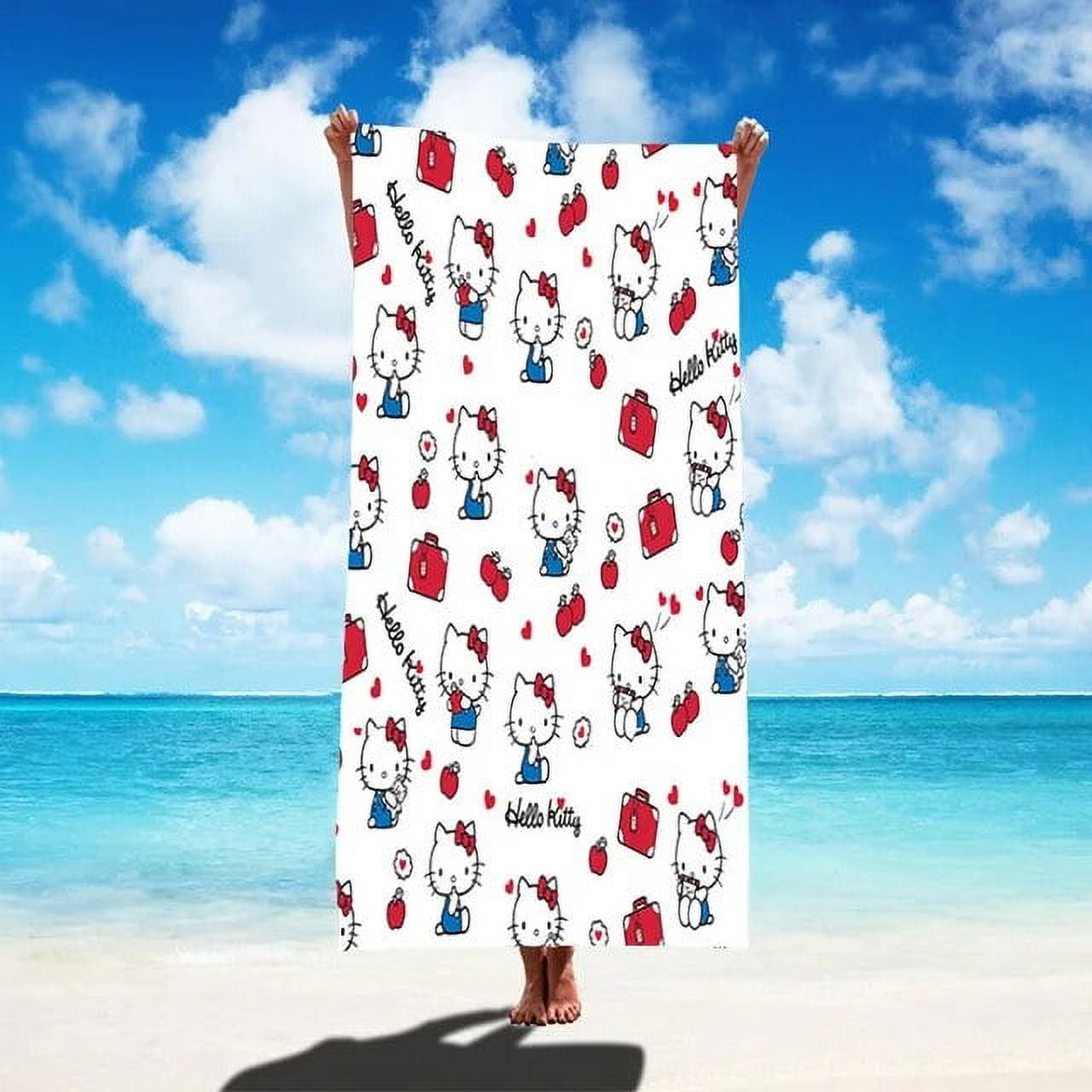 LU Kawaii Hello Kittys Quick Dry Beach Towels Anime Kt Soft Car Blanket ...