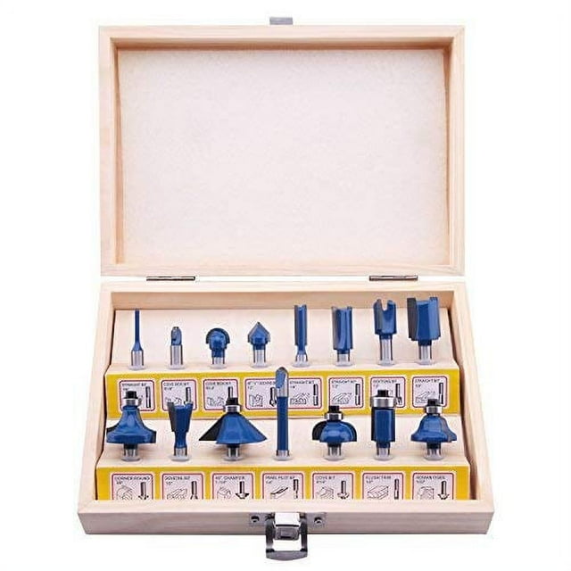 "LU&MN 15 PCS Carbide Tipped Router Bits with 1/4"" Shank, Wood Milling ...