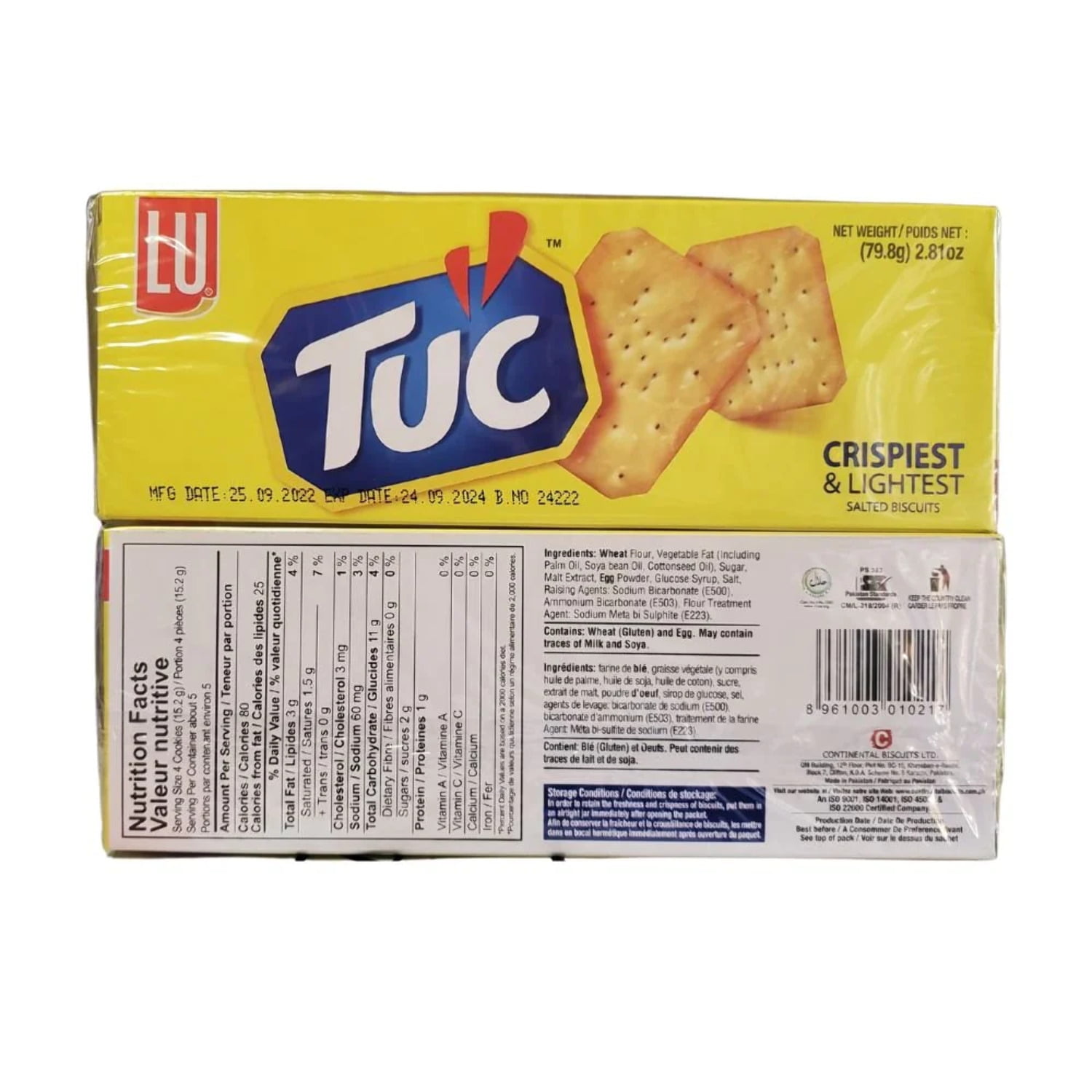 LU Tuc Original Salted Biscuits Crispiest Lightest 79.8g (Pack of 24 ...