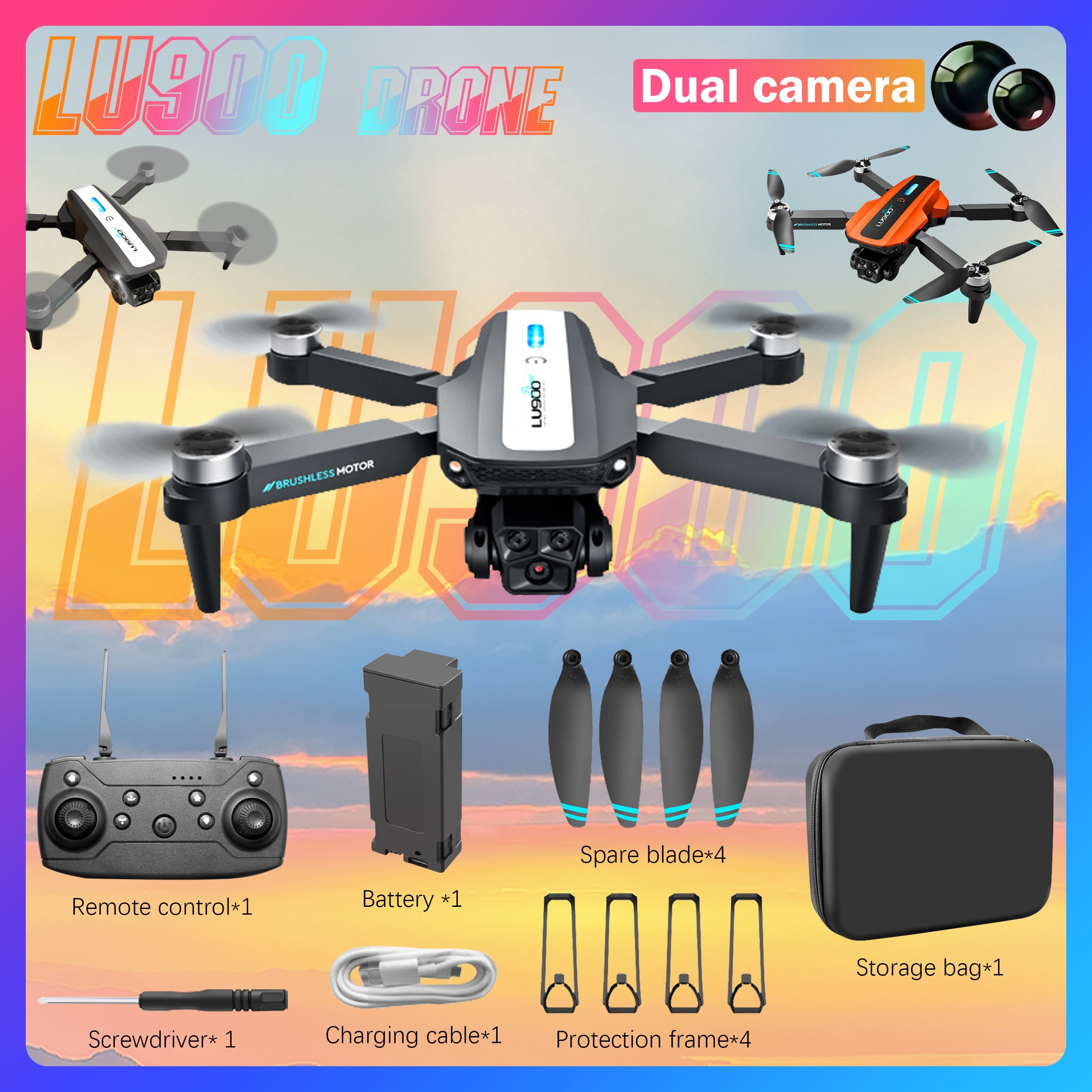 LU900 HD Drone with dual cameras, Foldable RC drone, Remote-controlled ...
