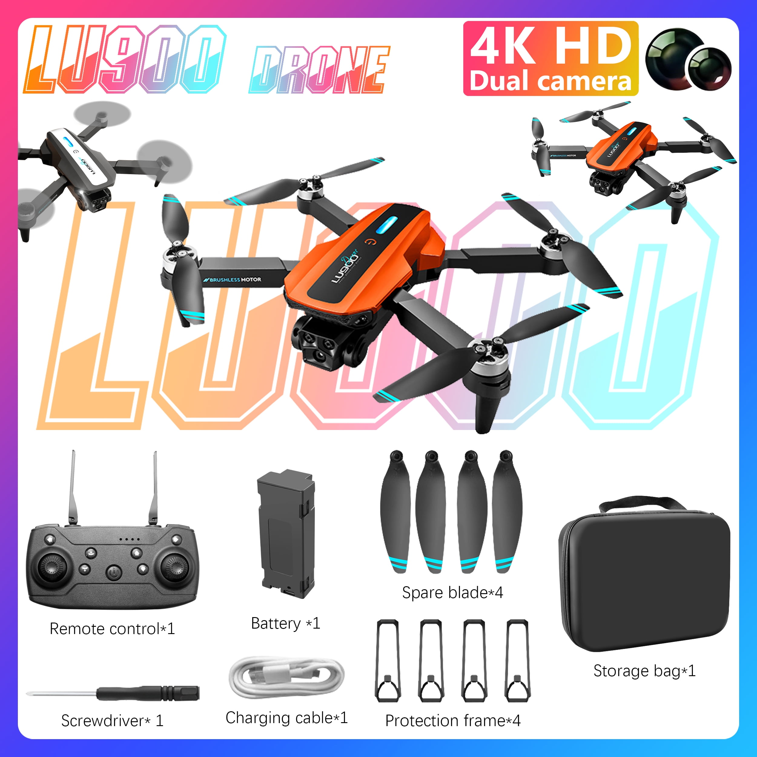 LU900 HD Drone with dual cameras, foldable RC drone, remote-controlled ...