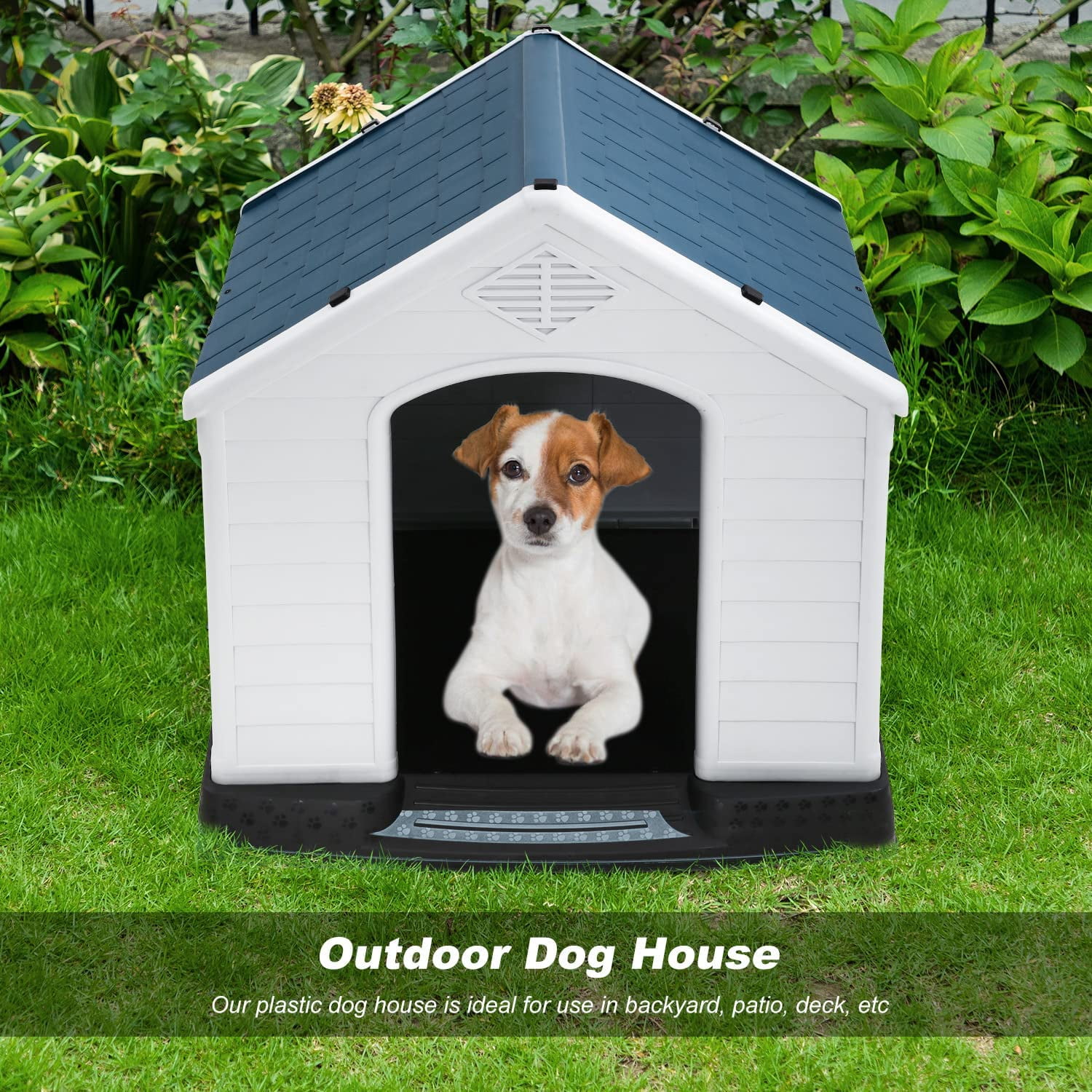 LUAN Dog House Indoor Outdoor Durable Ventilate Waterproof Pet Plastic Dog House for Small ...