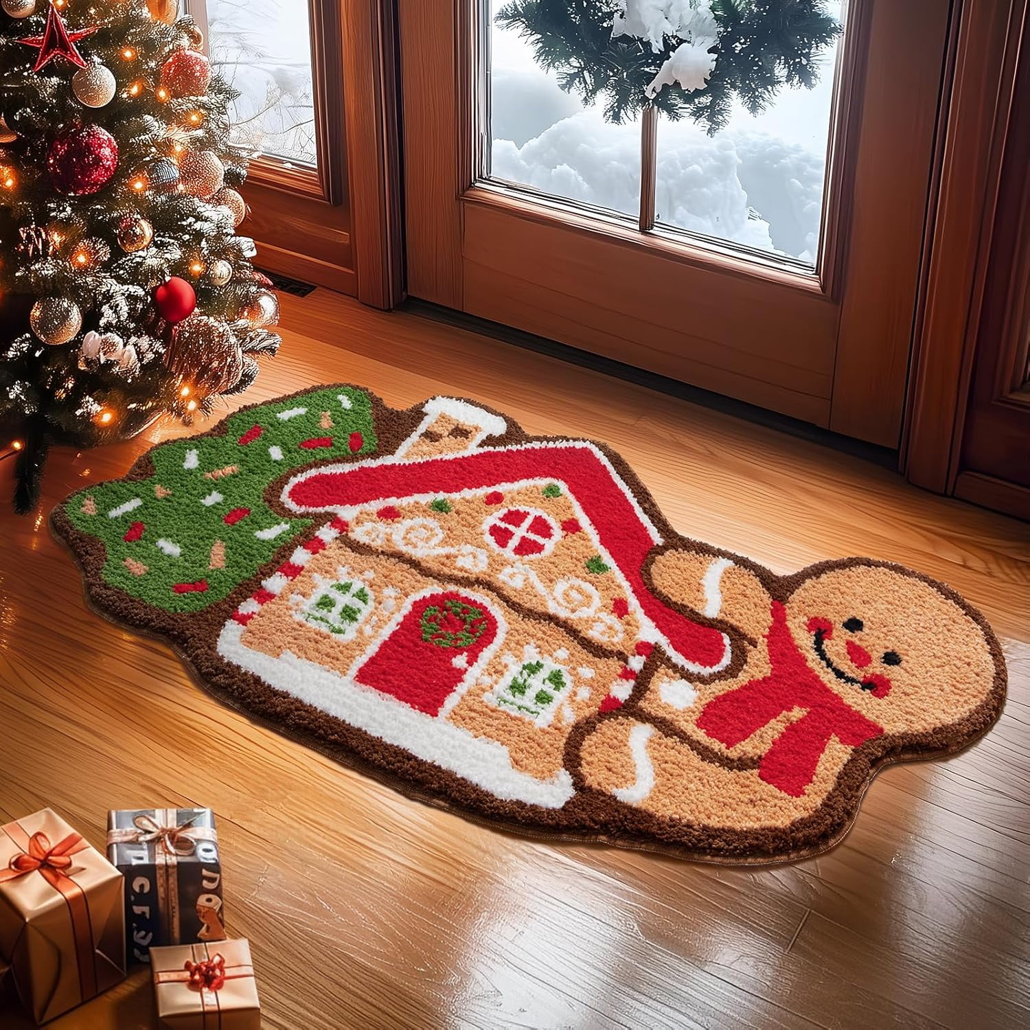 LUAN Gingerbread House Area Rug, Soft Tufted Absorbent Bath Mat ...