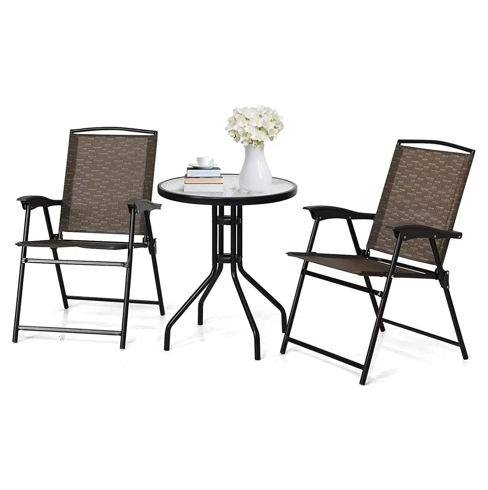 LUARANE 3 Piece Patio Bistro Set, Outdoor Table and Chairs Set, 2 ...