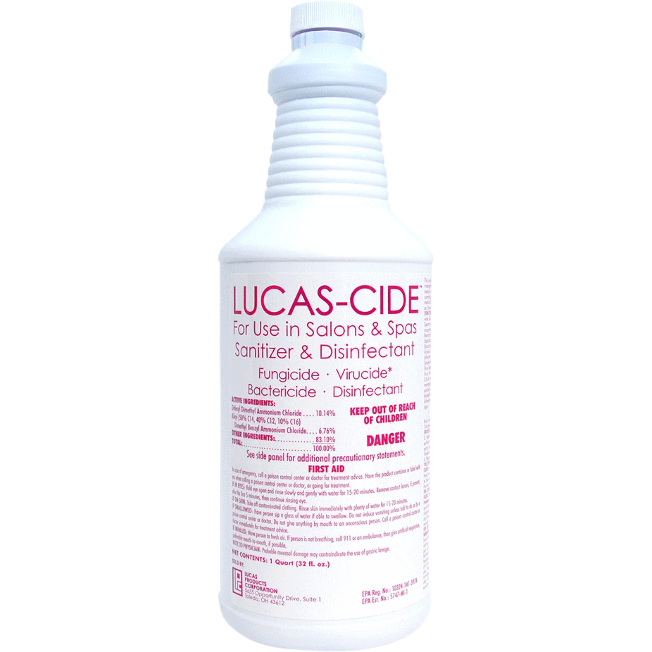 LUCAS-CIDE Salon and Spa Disinfectant, Hospital Grade, Pink, 32 Ounce ...