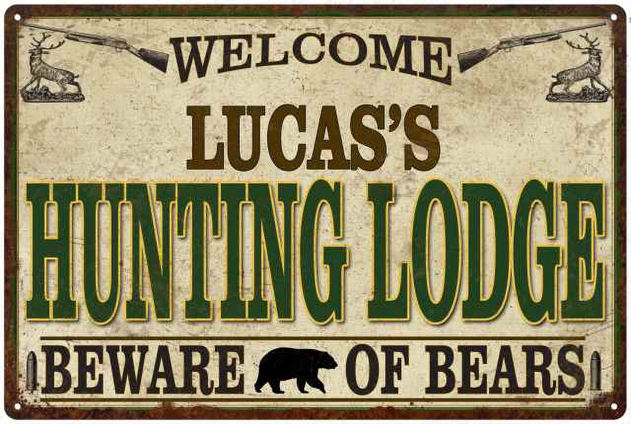 LUCAS'S Hunting Lodge Sign Man Cave 8x12 Metal Sign 208120085384 ...