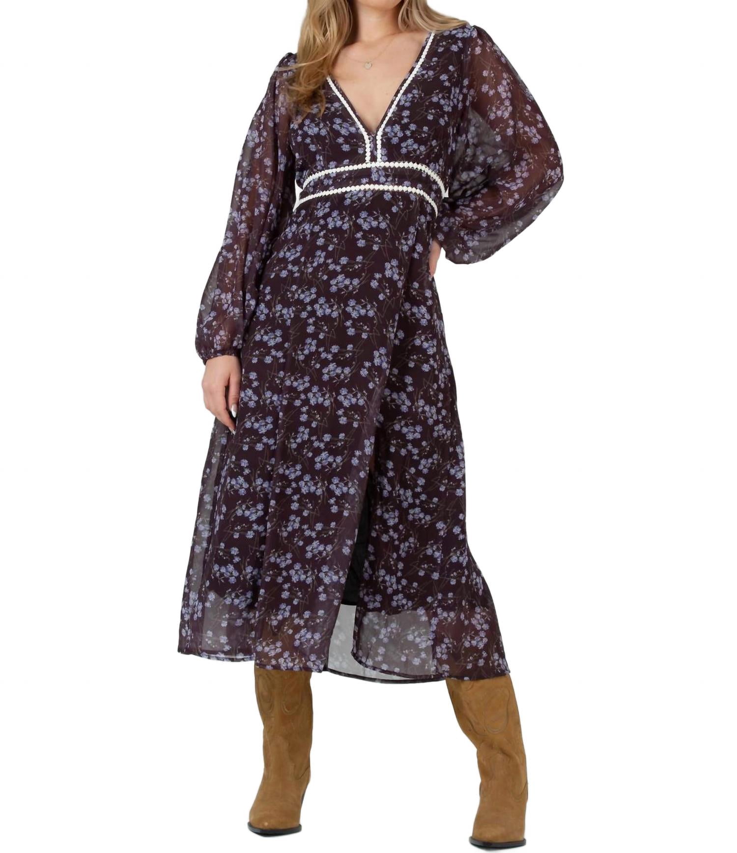 Lucca Laurie Prairie Floral Midi Dress - Walmart.com