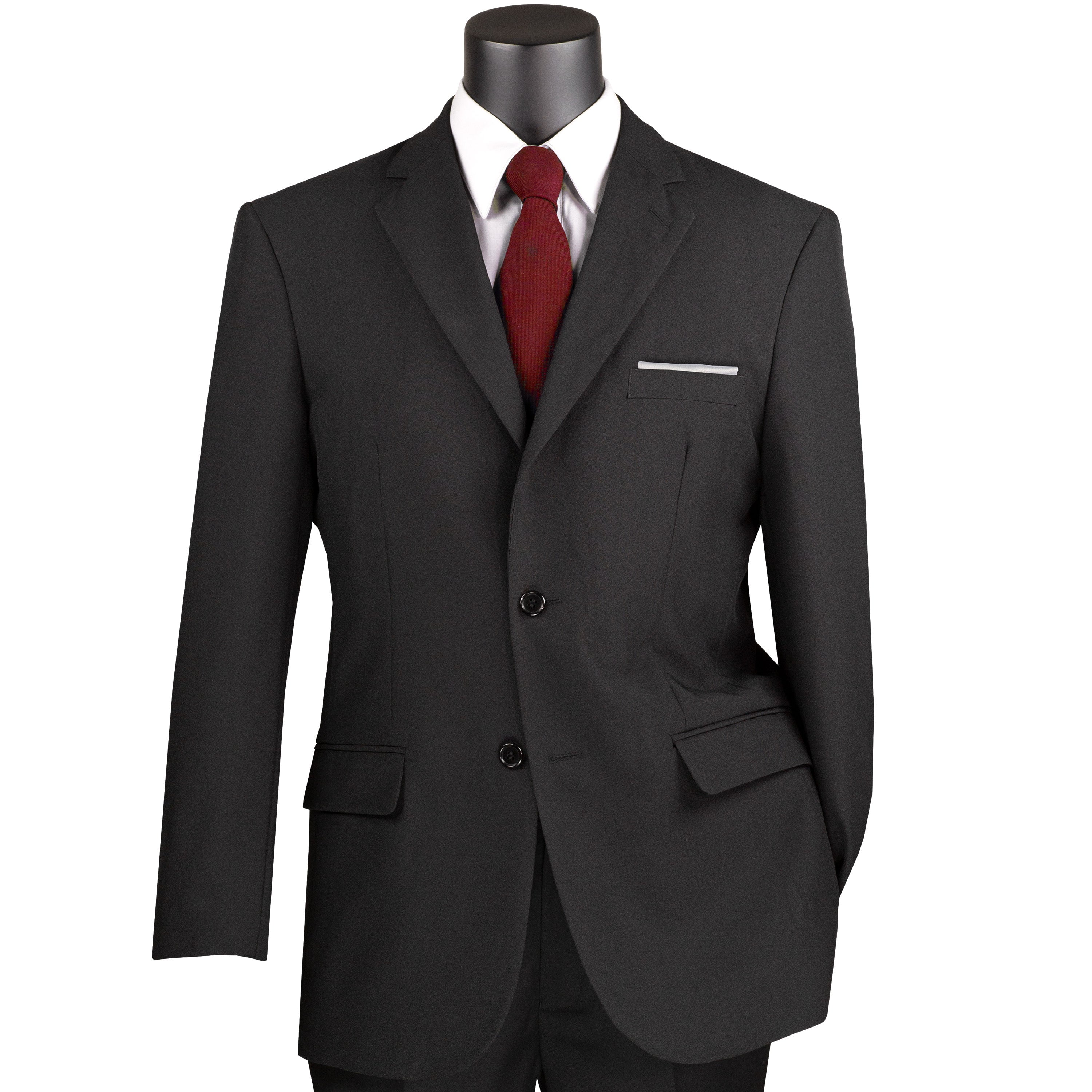 LUCCI Men's Black 2-Button Classic-Fit Poplin Polyester Suit - NEW ...