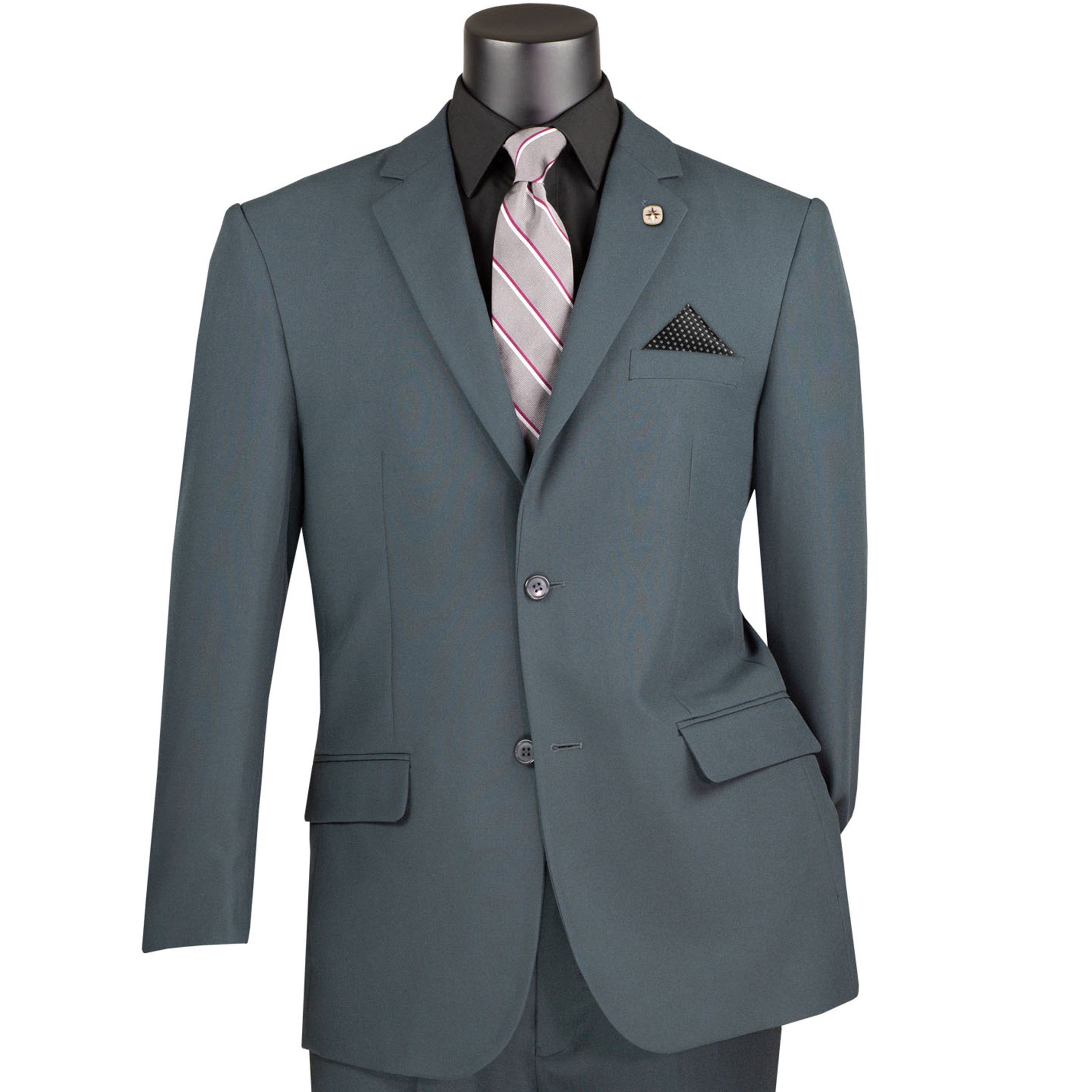 LUCCI Men's Charcoal Gray 2-Button Classic-Fit Poplin Polyester Suit ...