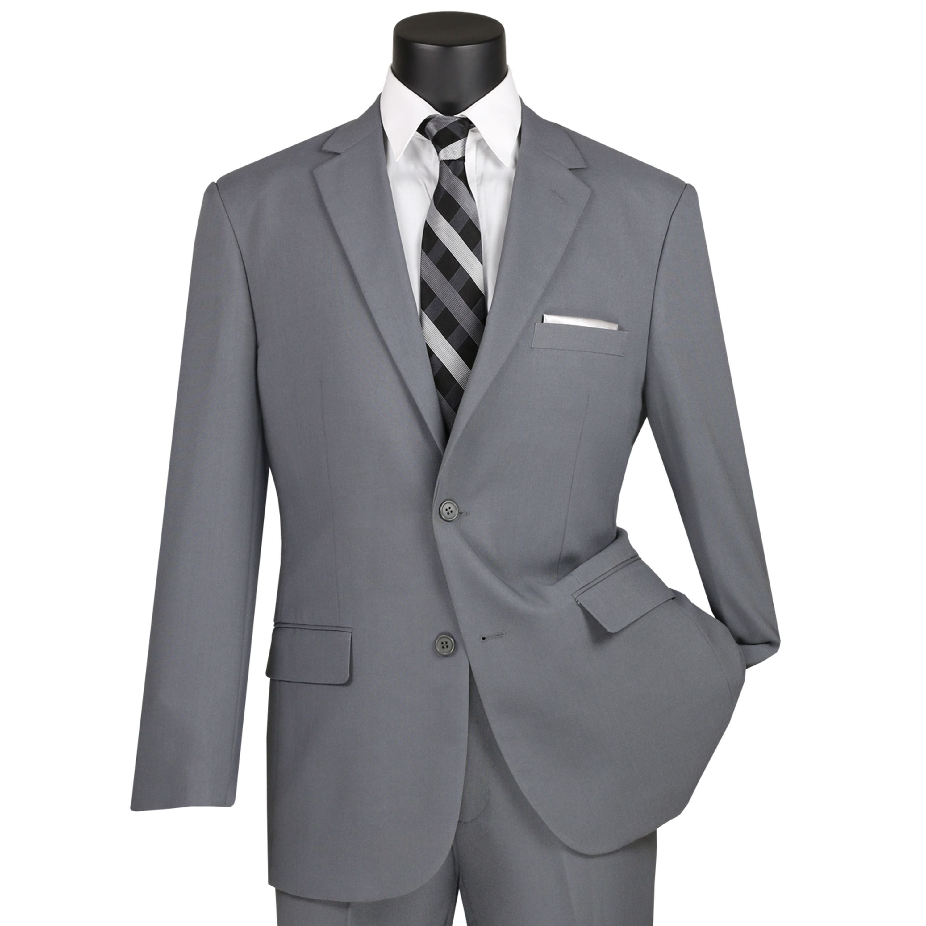 LUCCI Men's Gray 2-Button Classic-Fit Poplin Polyester Suit - NEW - 56R (Big & Tall) - Walmart.com