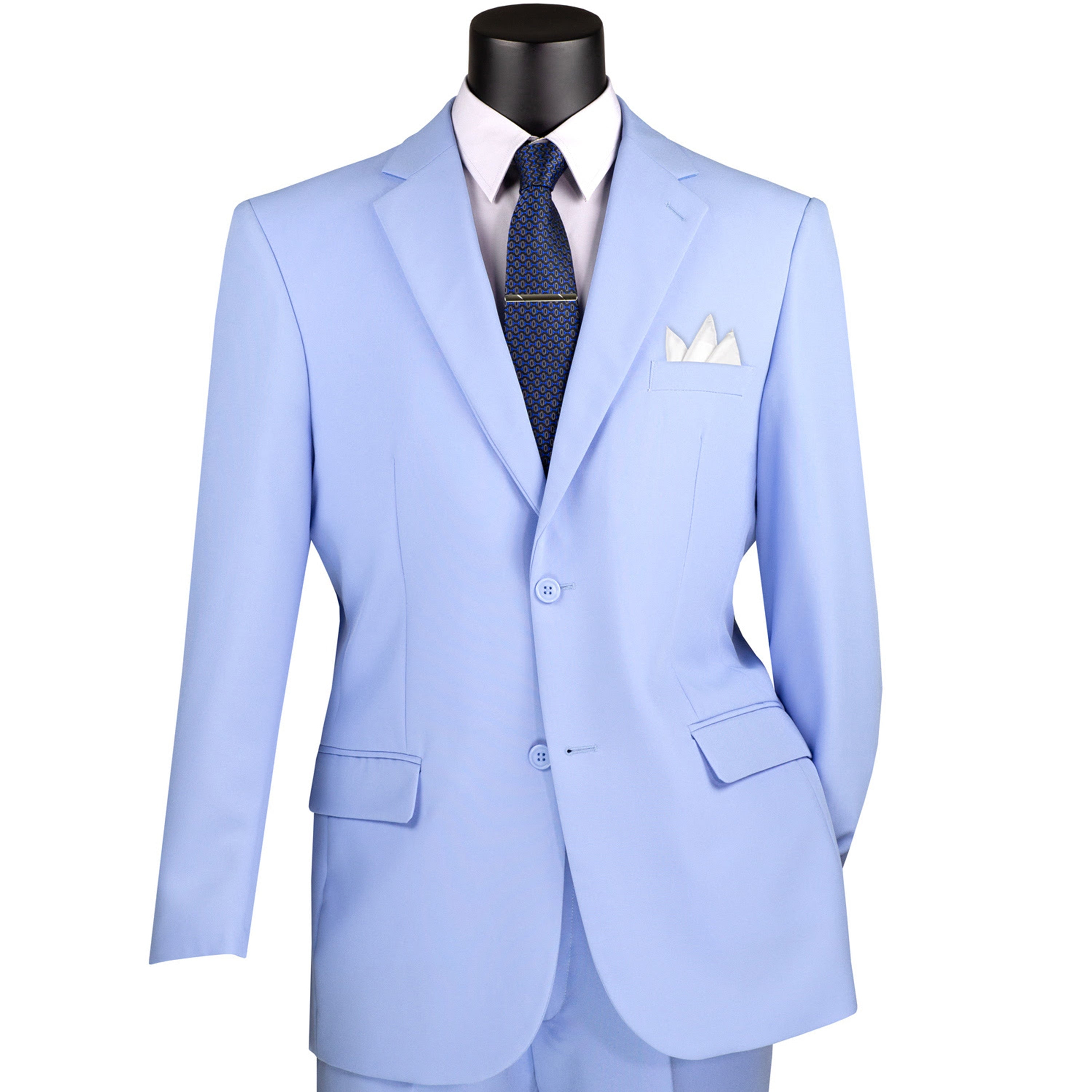 LUCCI Men's Light Blue 2-Button Classic-Fit Poplin Polyester Suit - NEW ...