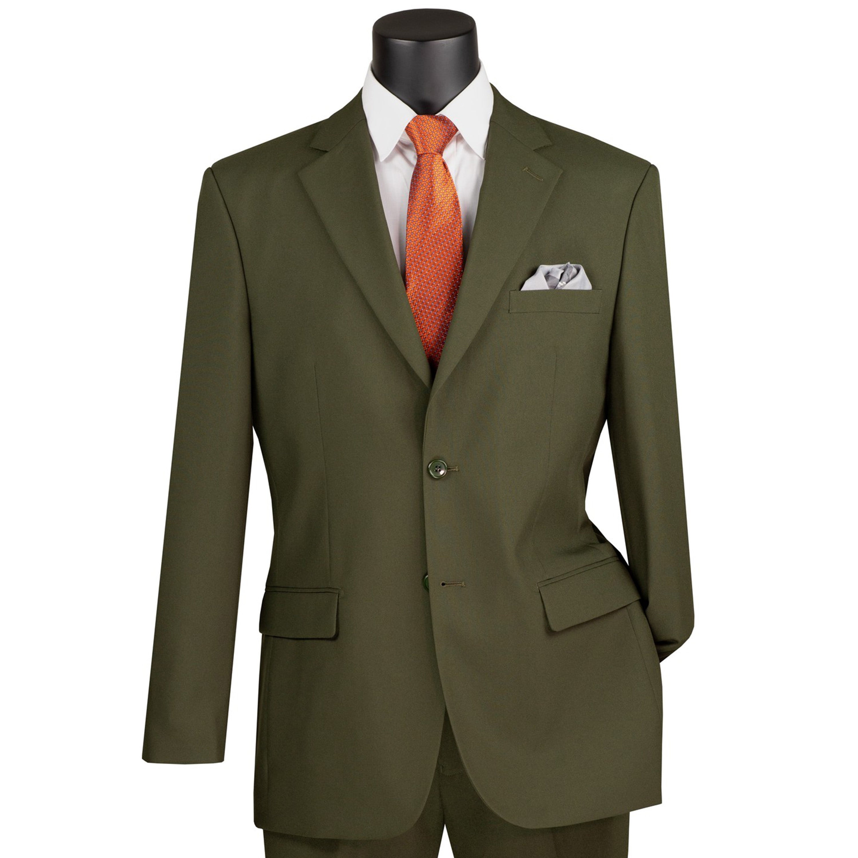 LUCCI Men's Olive Green 2-Button Classic-Fit Poplin Polyester Suit ...