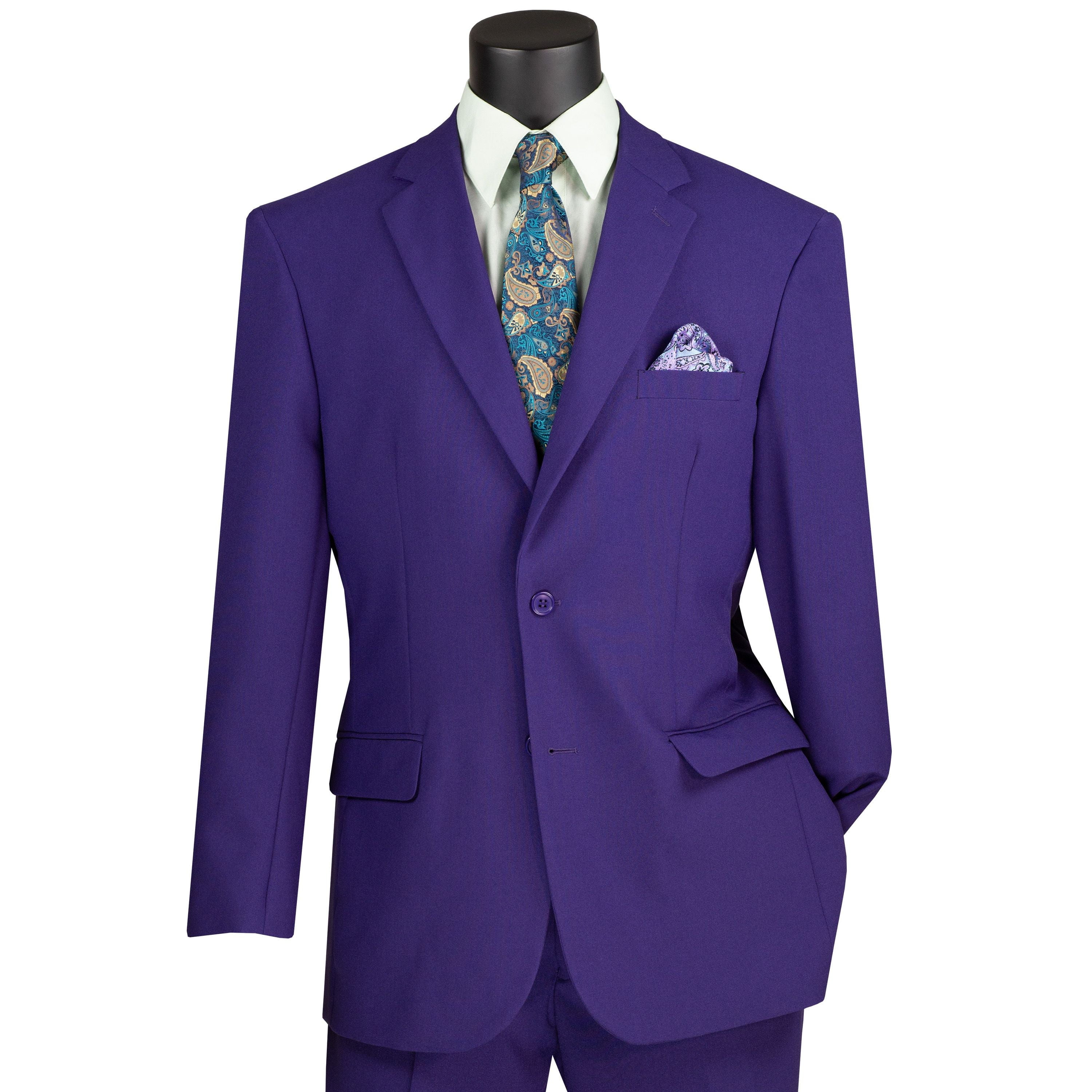 LUCCI Men's Purple 2-Button Classic-Fit Poplin Polyester Suit - NEW ...