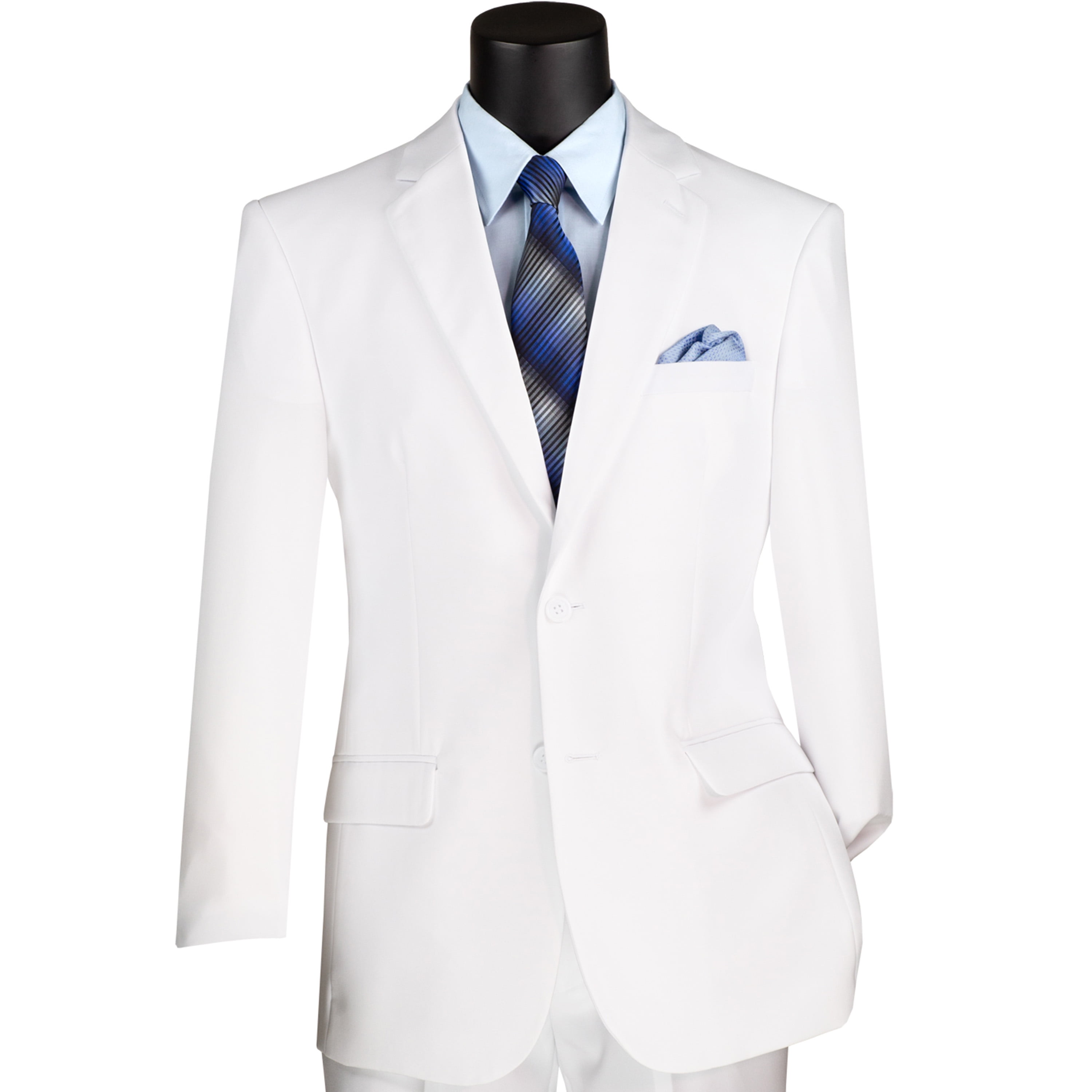 LUCCI Men's White 2-Button Classic-Fit Poplin Polyester Suit - NEW ...