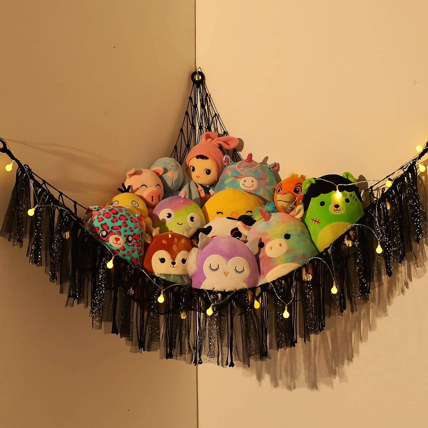 "LUCKDEER Stuffed Animal Hammock Macrame Boho, Corner Hanging Storage ...