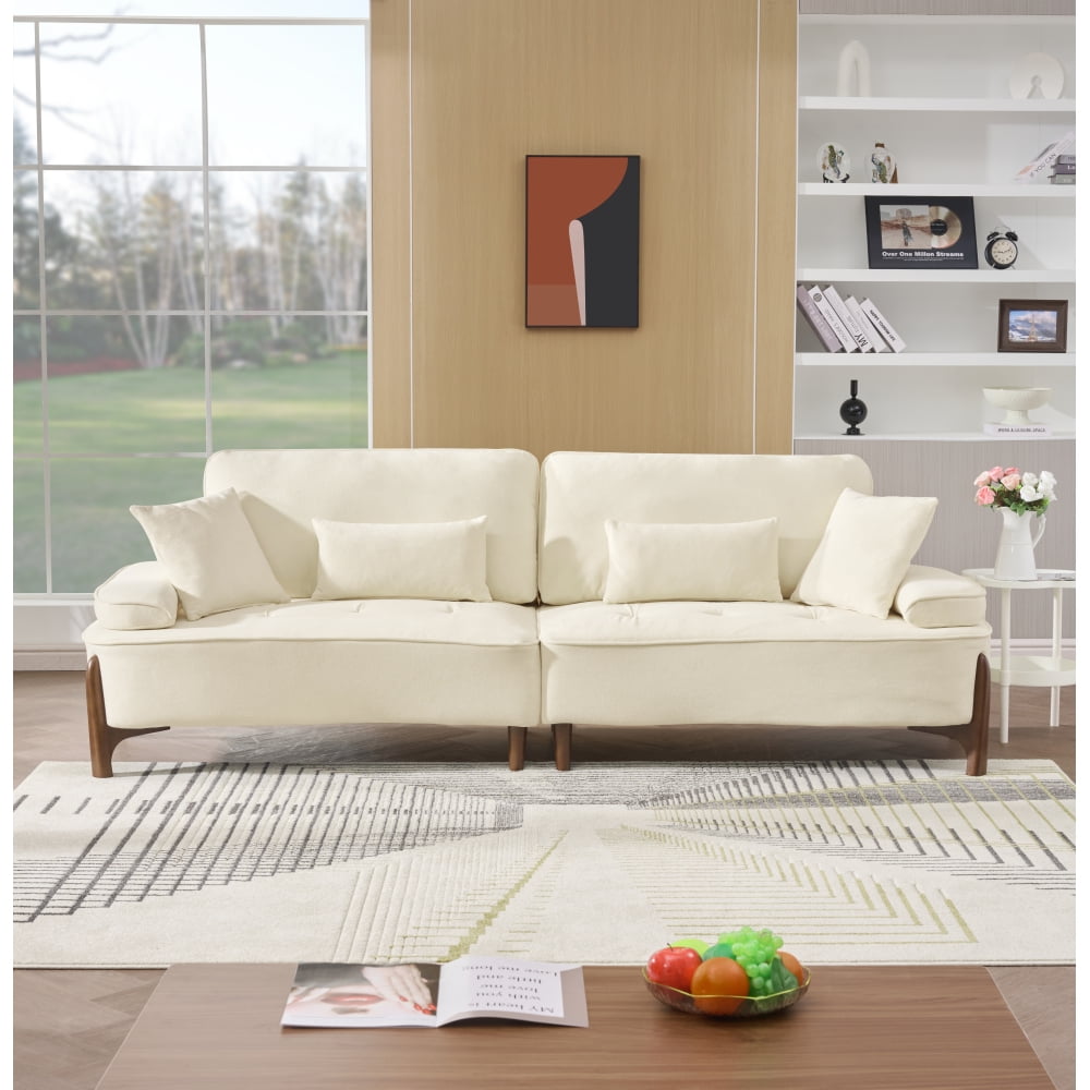 LUCKHAO 103" Large Couch 3 Seat ,Comfortable Deep Seated Sofa with 2 pillows and 2 waist pillows ...