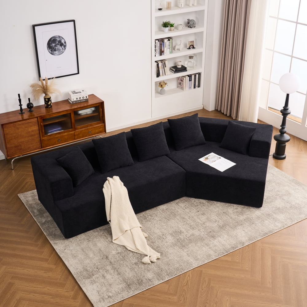 LUCKHAO 129" Oversized Sectional Sofa for Living Room, Modern Chenille ...