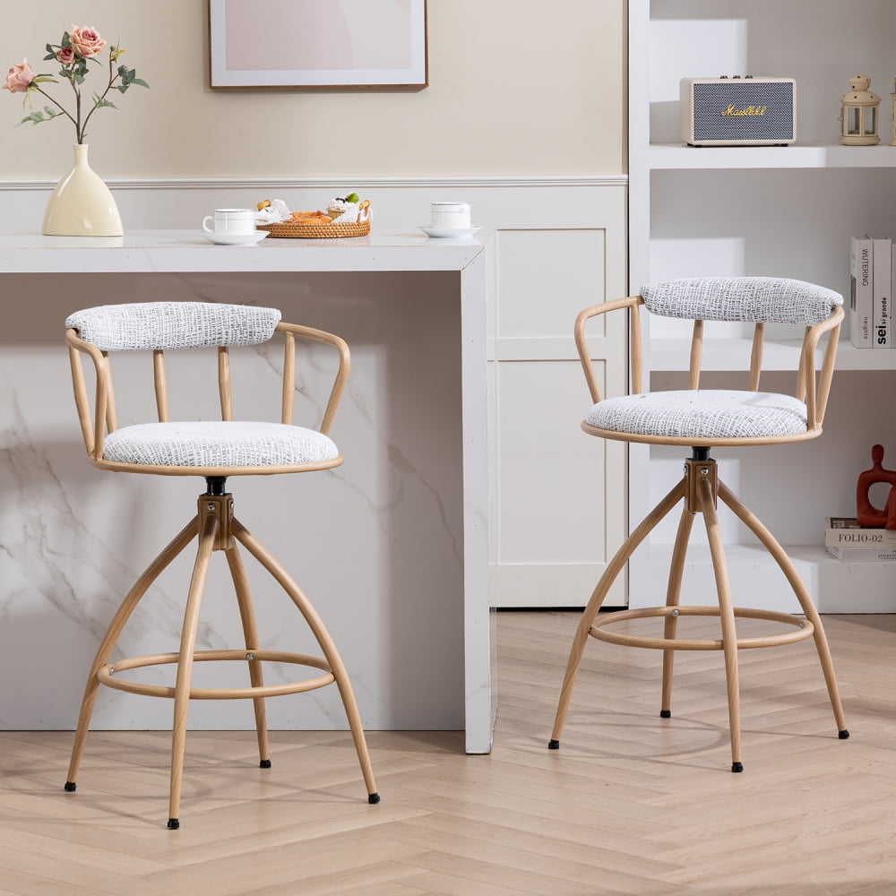 LUCKHAO 26" Swivel Counter Height Bar Stool Set of 2 ,Modern Industrial ...